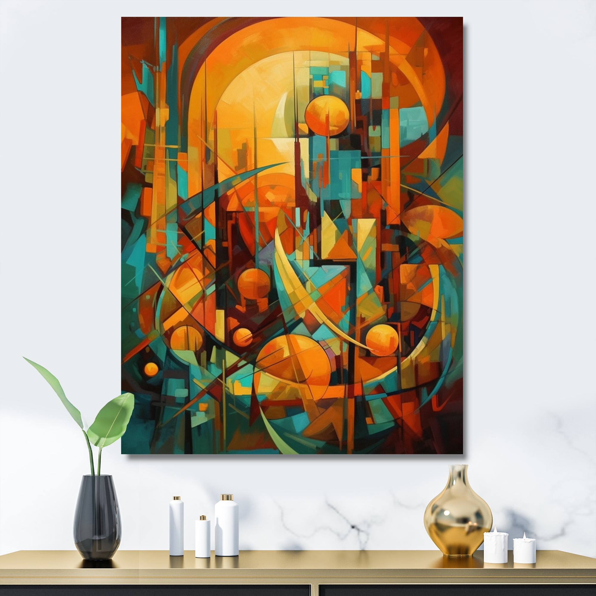 Designart "Abstracted Colors And Forms" Abstract Cubism Canvas Art ...