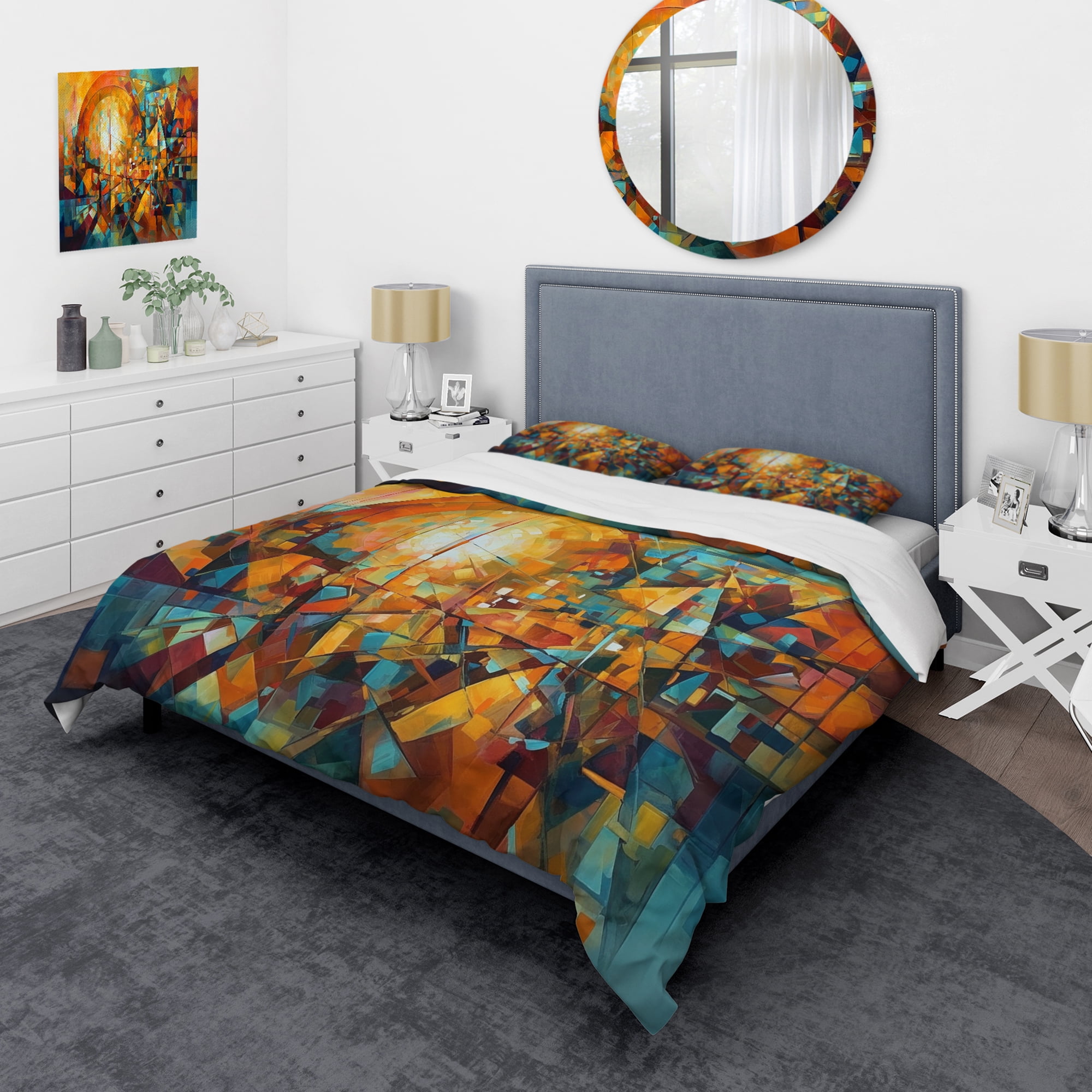 Designart "Abstracted Cubist Forms I" Abstract Cubism Bedding Covert ...
