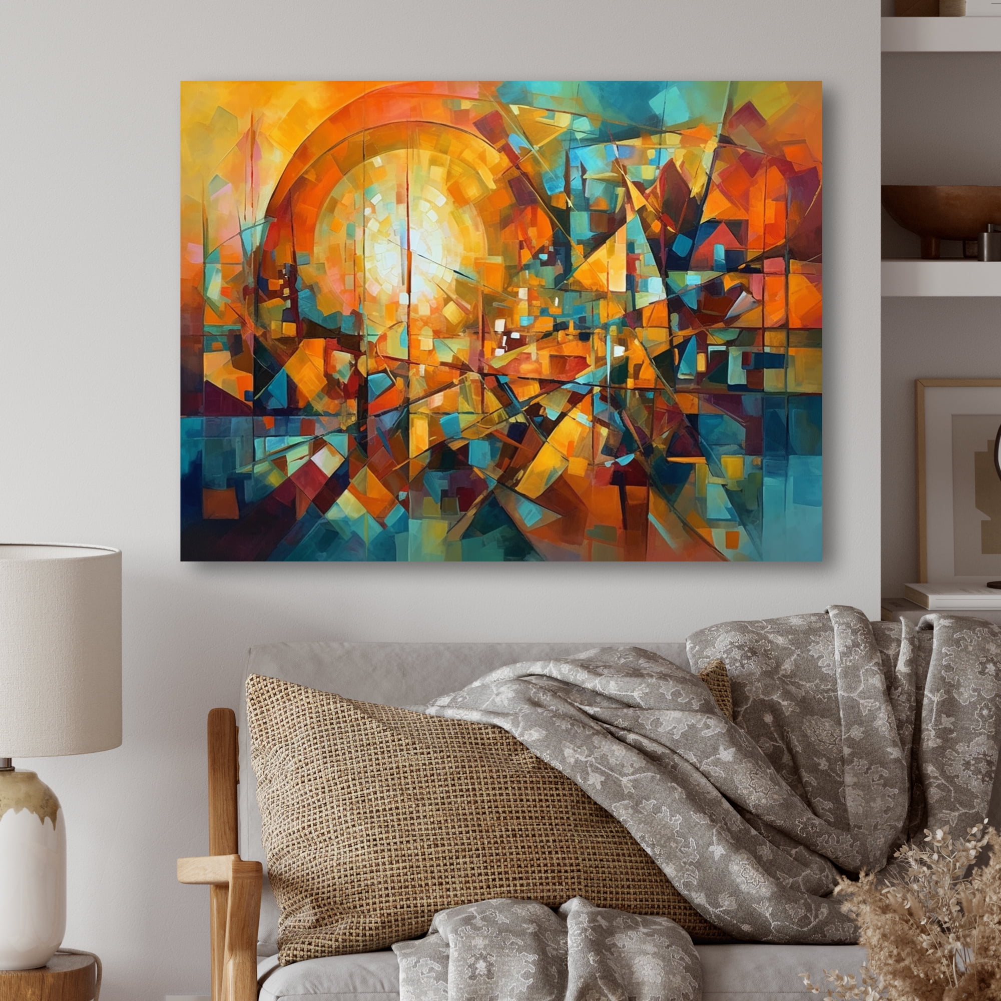 Designart "Abstracted Cubist Forms I" Abstract Cubism Metal Wall Decor ...