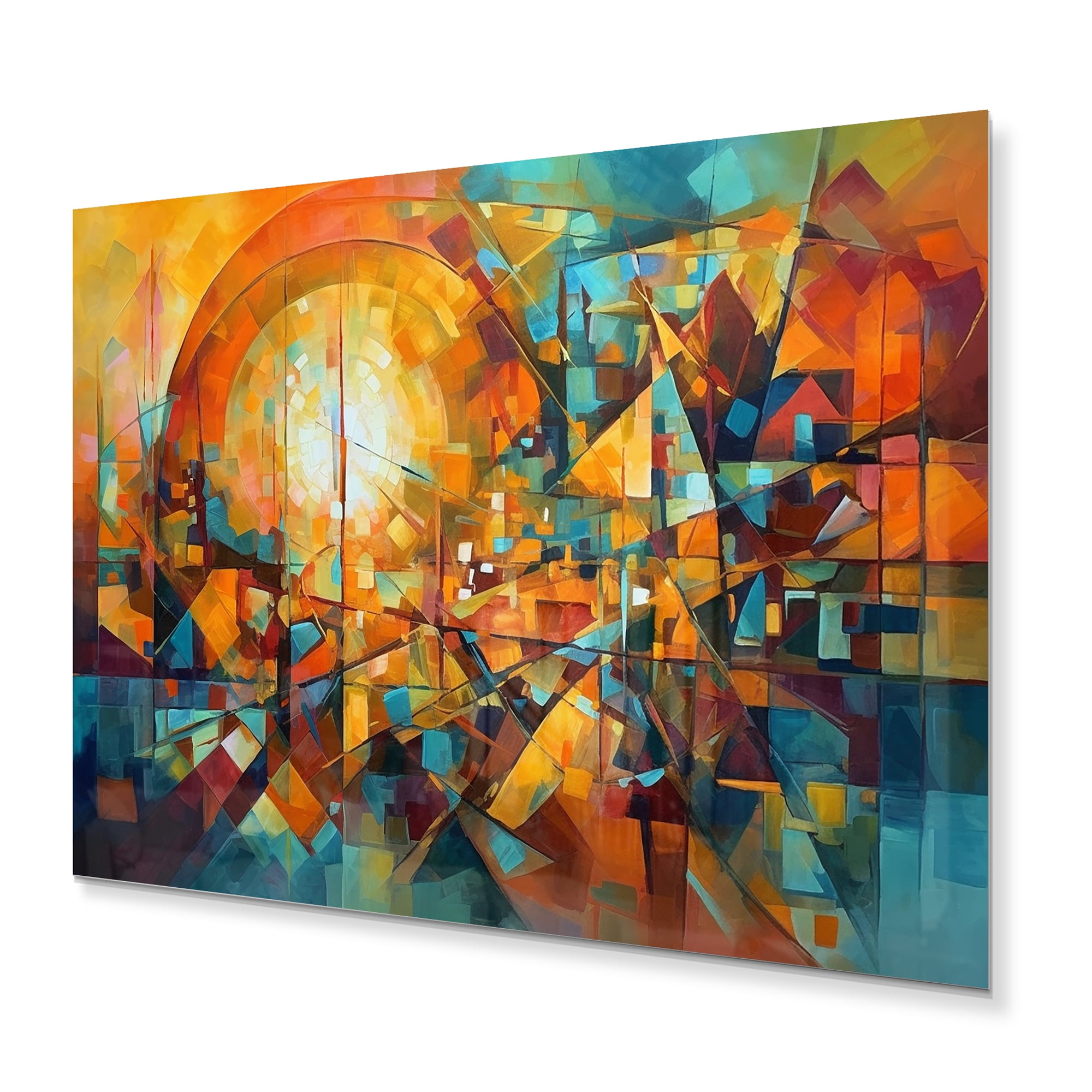 Designart "Abstracted Cubist Forms I" Abstract Cubism Metal Wall Decor ...
