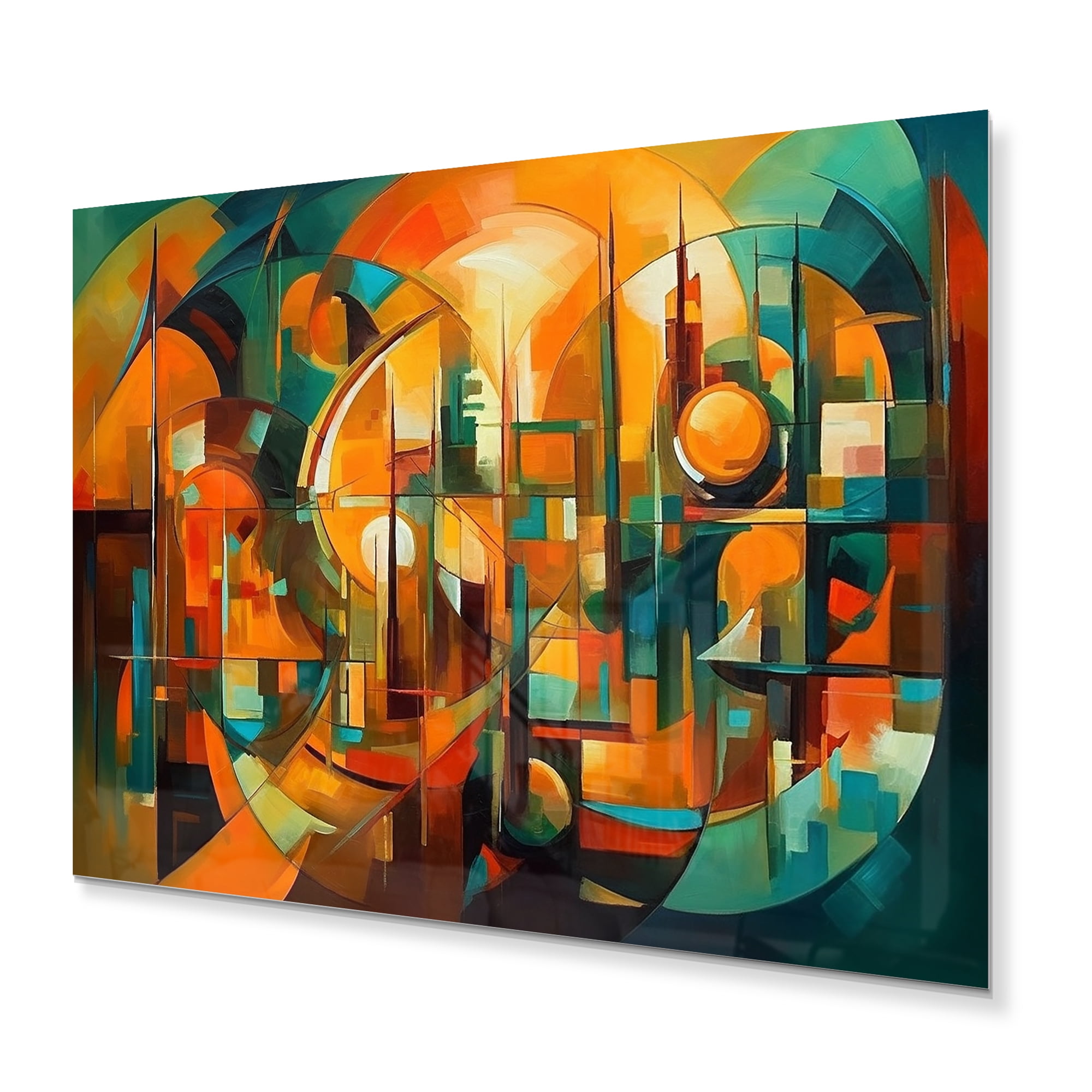 Designart "Abstracted Cubist Forms II" Abstract Cubism Metal Wall Art ...