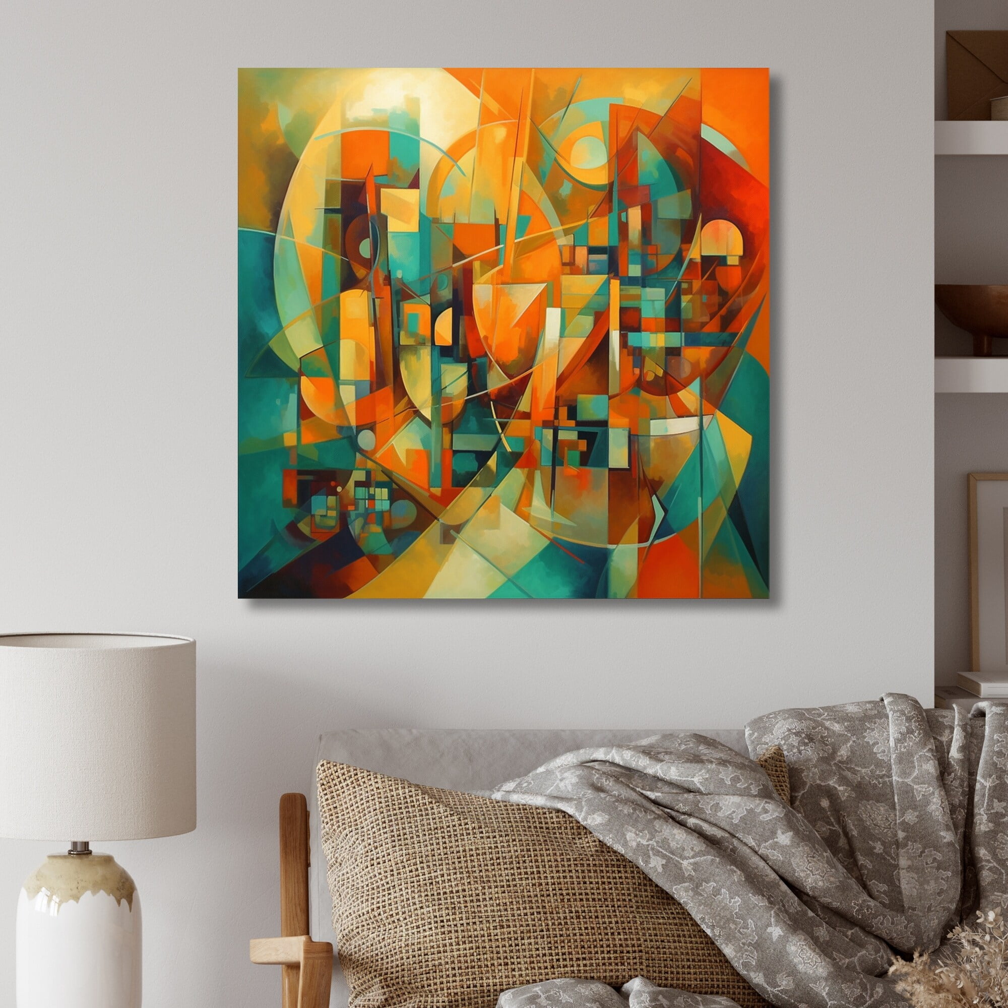 Designart "Abstracted Cubist Forms III" Abstract Cubism Metal Wall Art ...