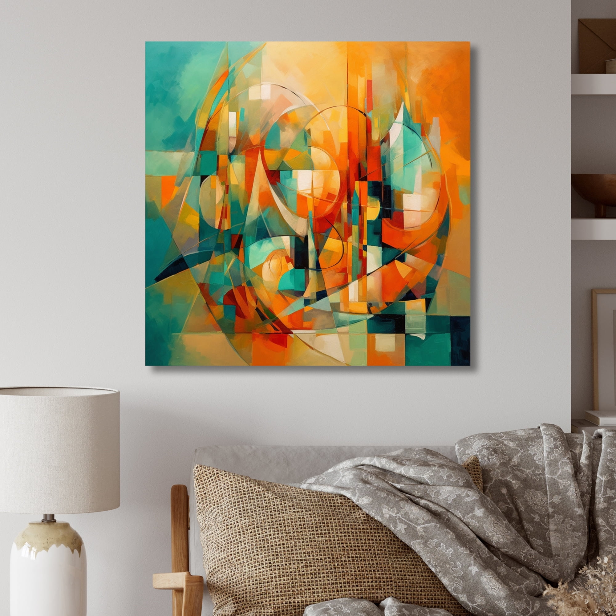 Designart "Abstracted Cubist Forms IV" Abstract Cubism Metal Art Print ...