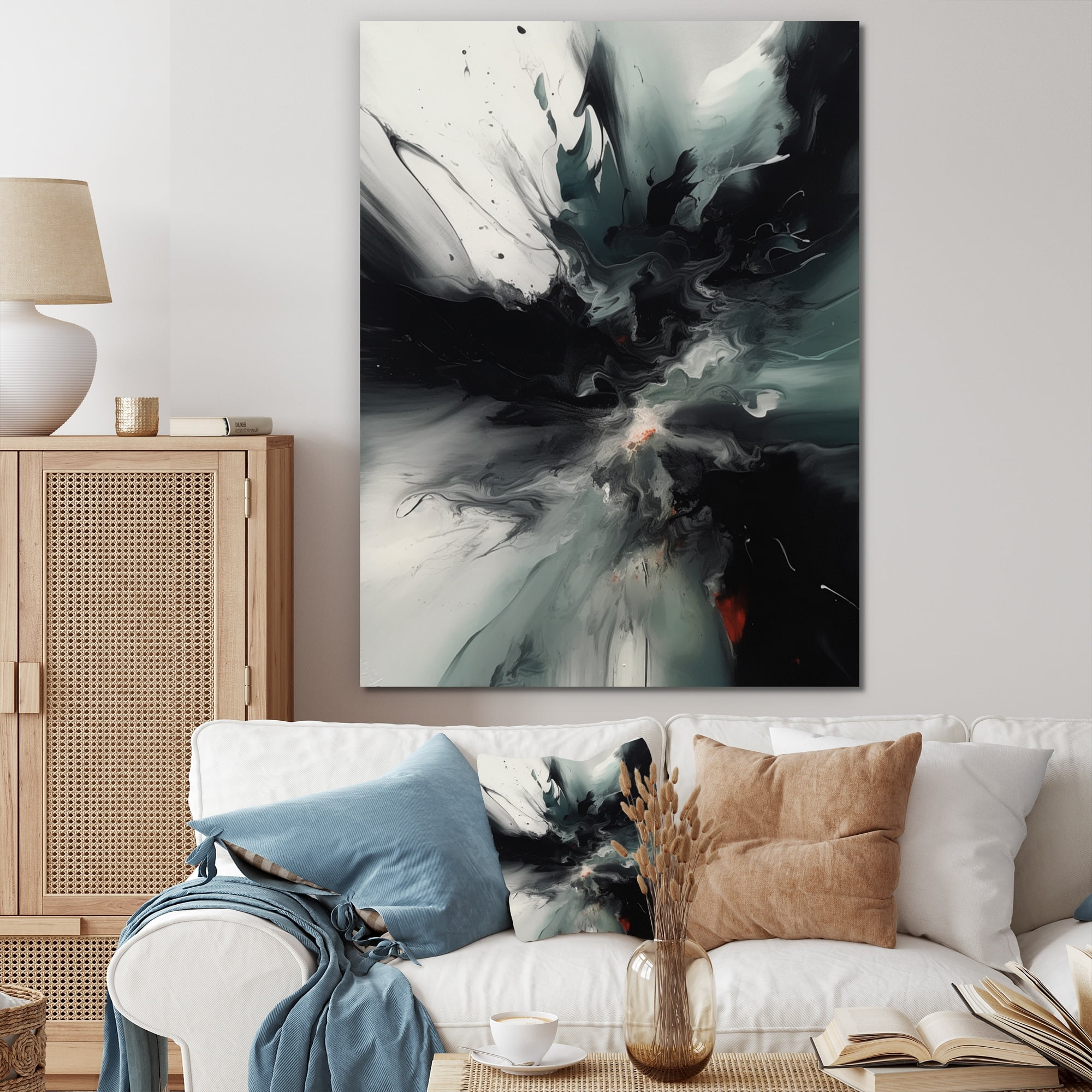 Designart "Abstracted Liquid Movements I" Abstract Liquid Ink Wall Art ...