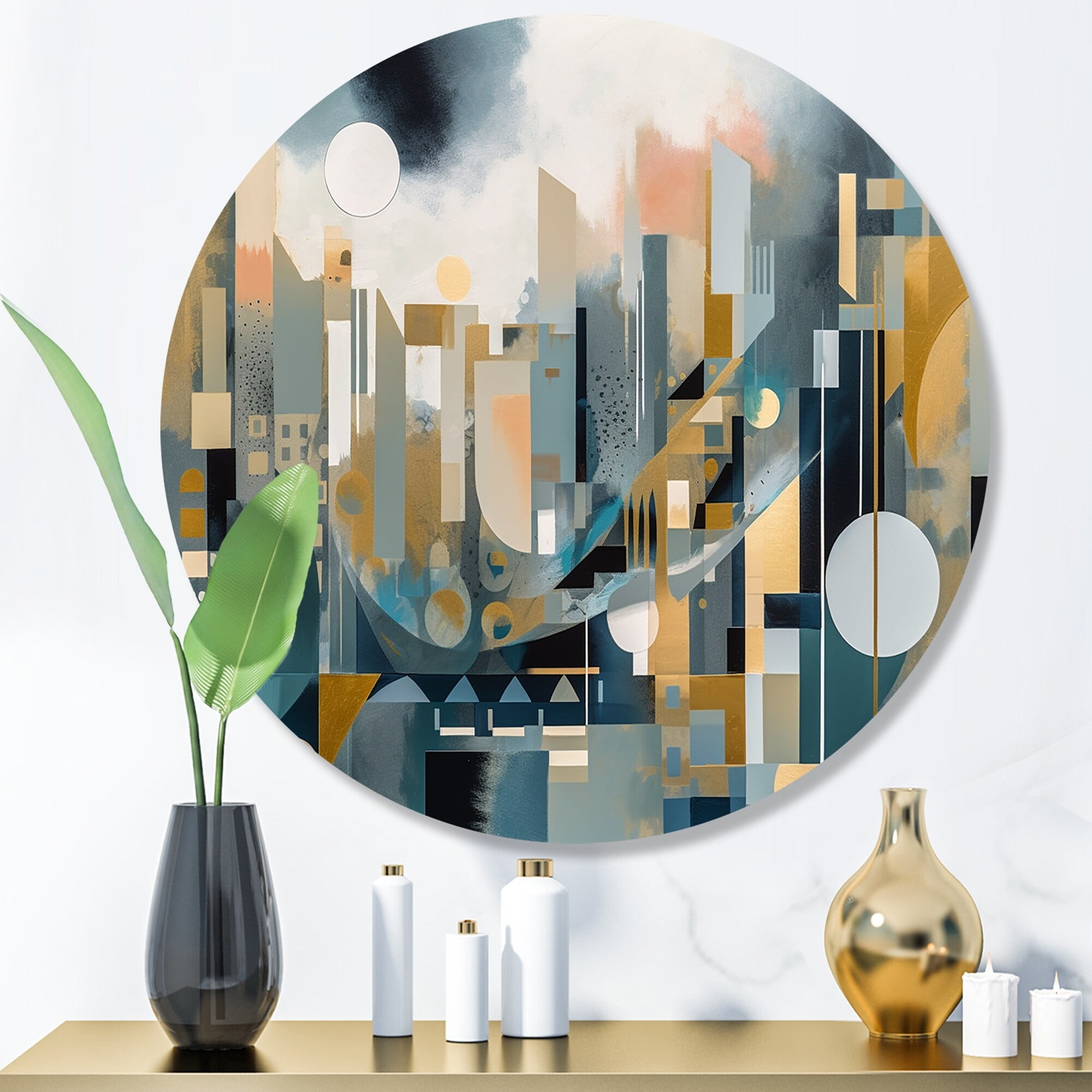 Designart "Abstracted Scenic Views in Green I" Abstract Landscape Metal ...