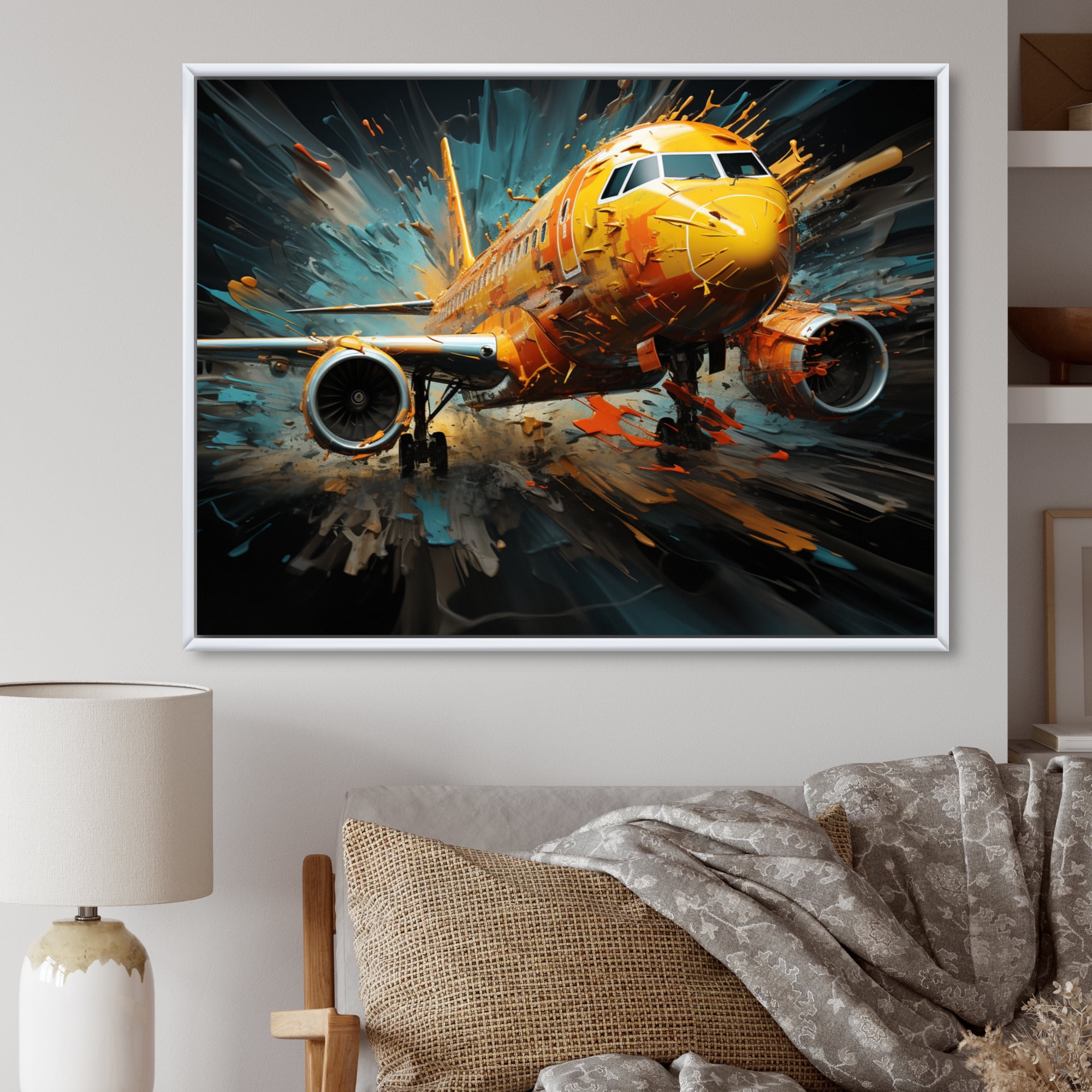 Designart "Abstracted Velocity of Flight" Transportation Floater Framed ...
