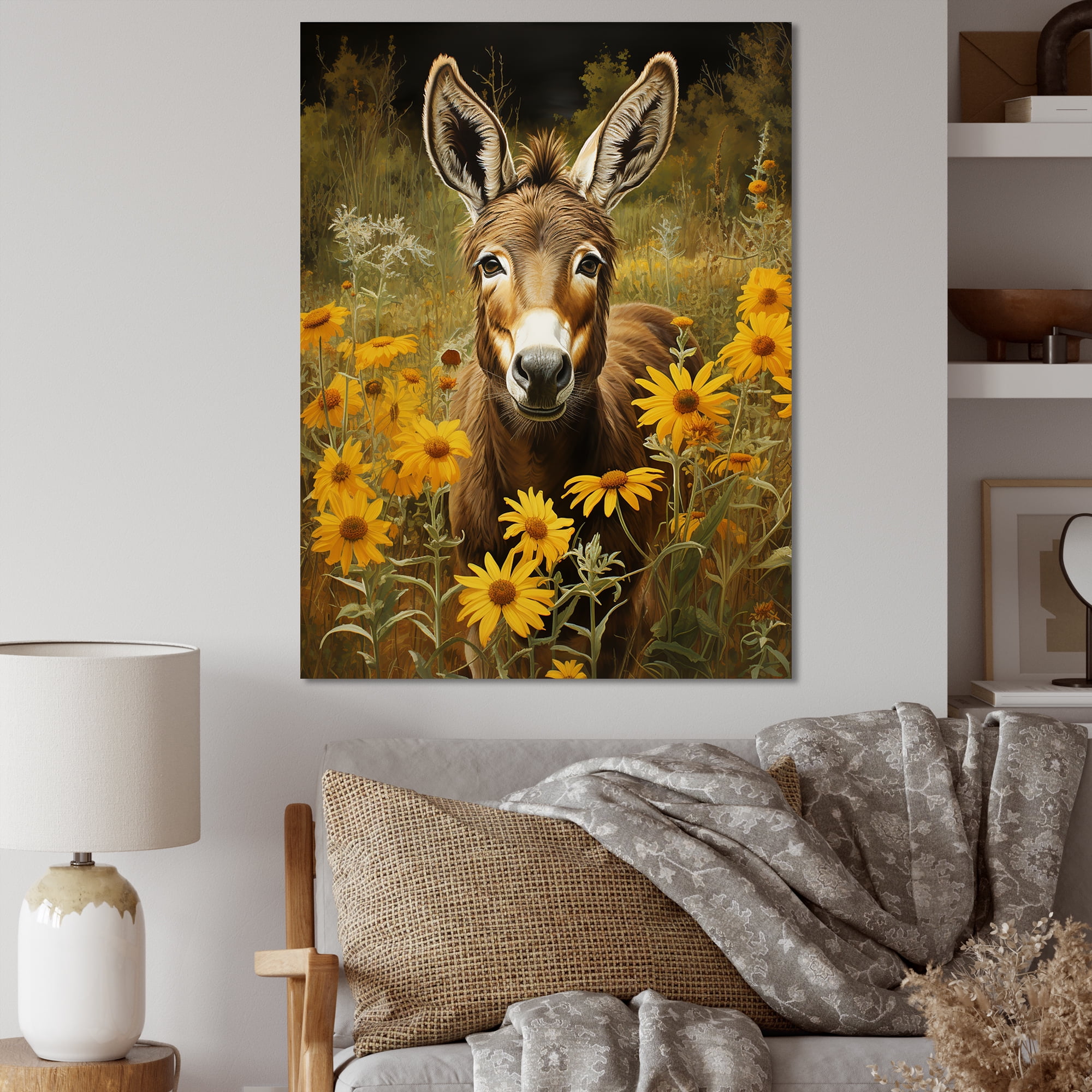 Designart "Absurdity of Yellow Donkey I" Animals Canvas Wall Art ...