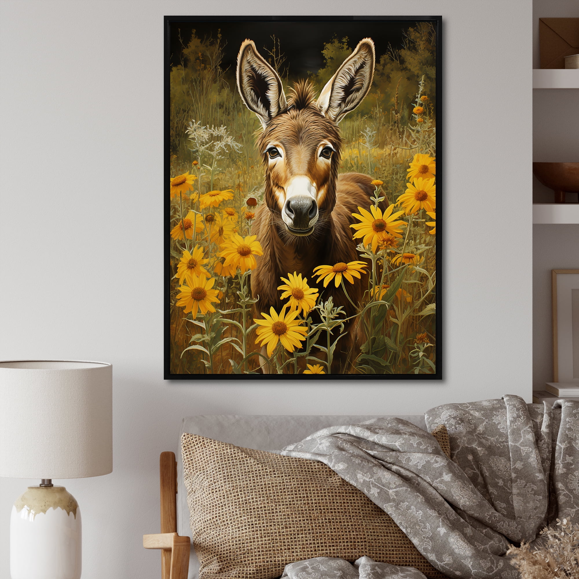 Designart "Absurdity of Yellow Donkey I" Animals Framed Wall Art ...