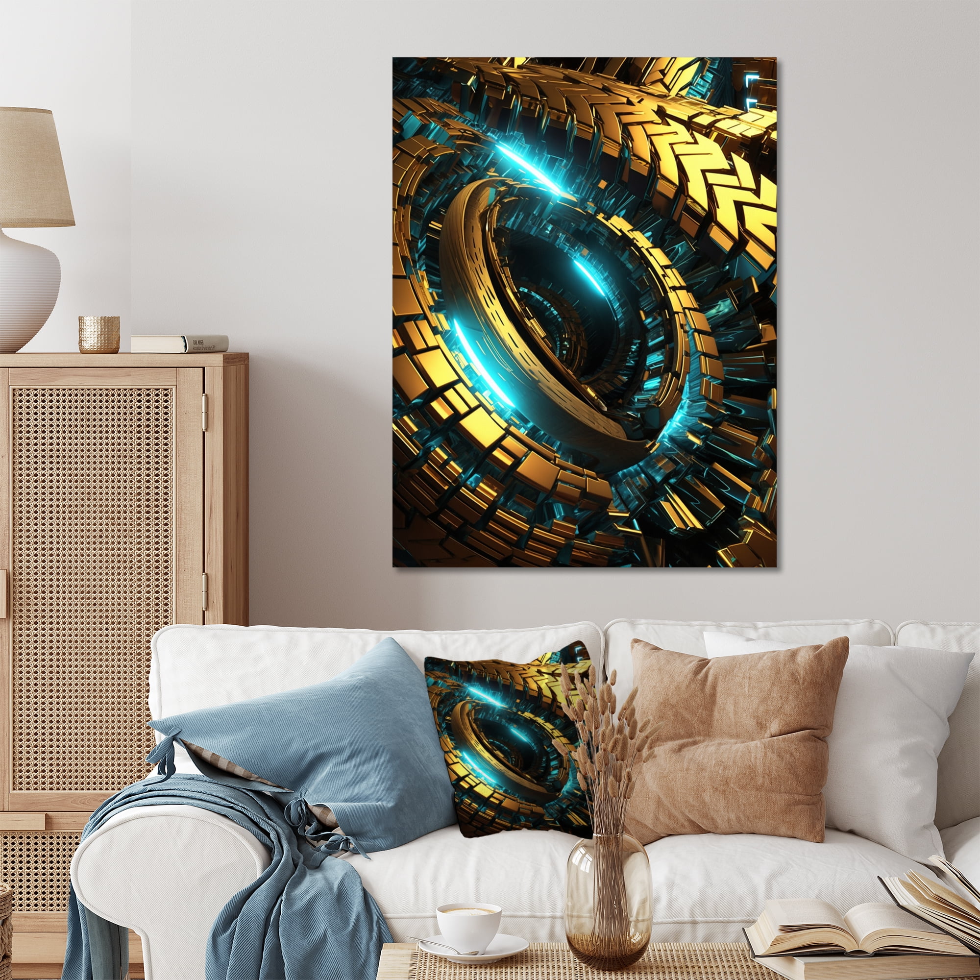 Designart "Abyssal Vortex Green Gold Composition" Fractals Metal Wall Decor - Walmart.com