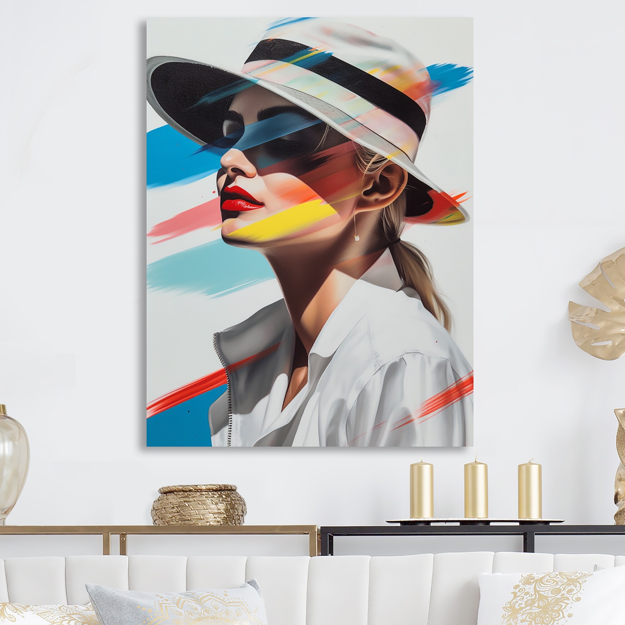 Designart "Acrylic Portrait of a Woman III" Fashion Woman Metal Art ...