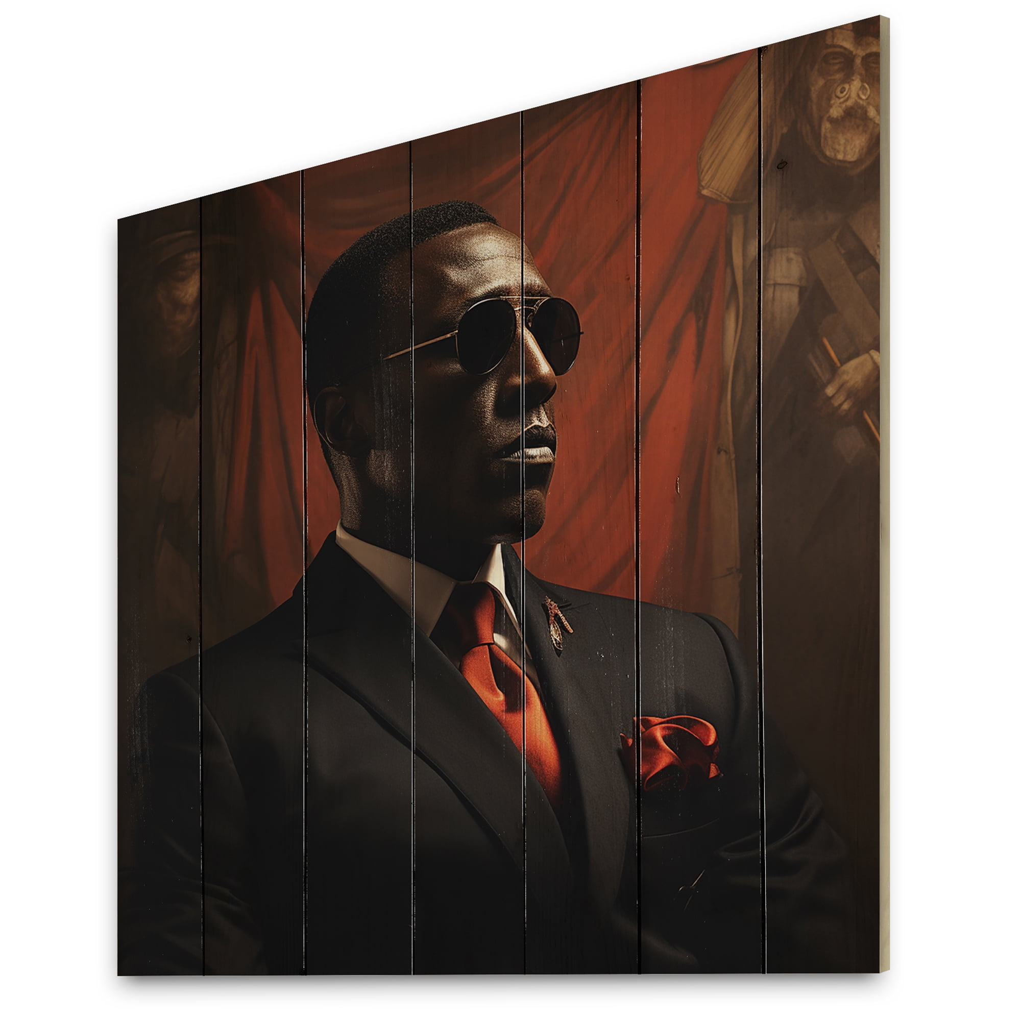 Designart "Action Star Snipes Visage" Celebrity Print on Natural Pine ...