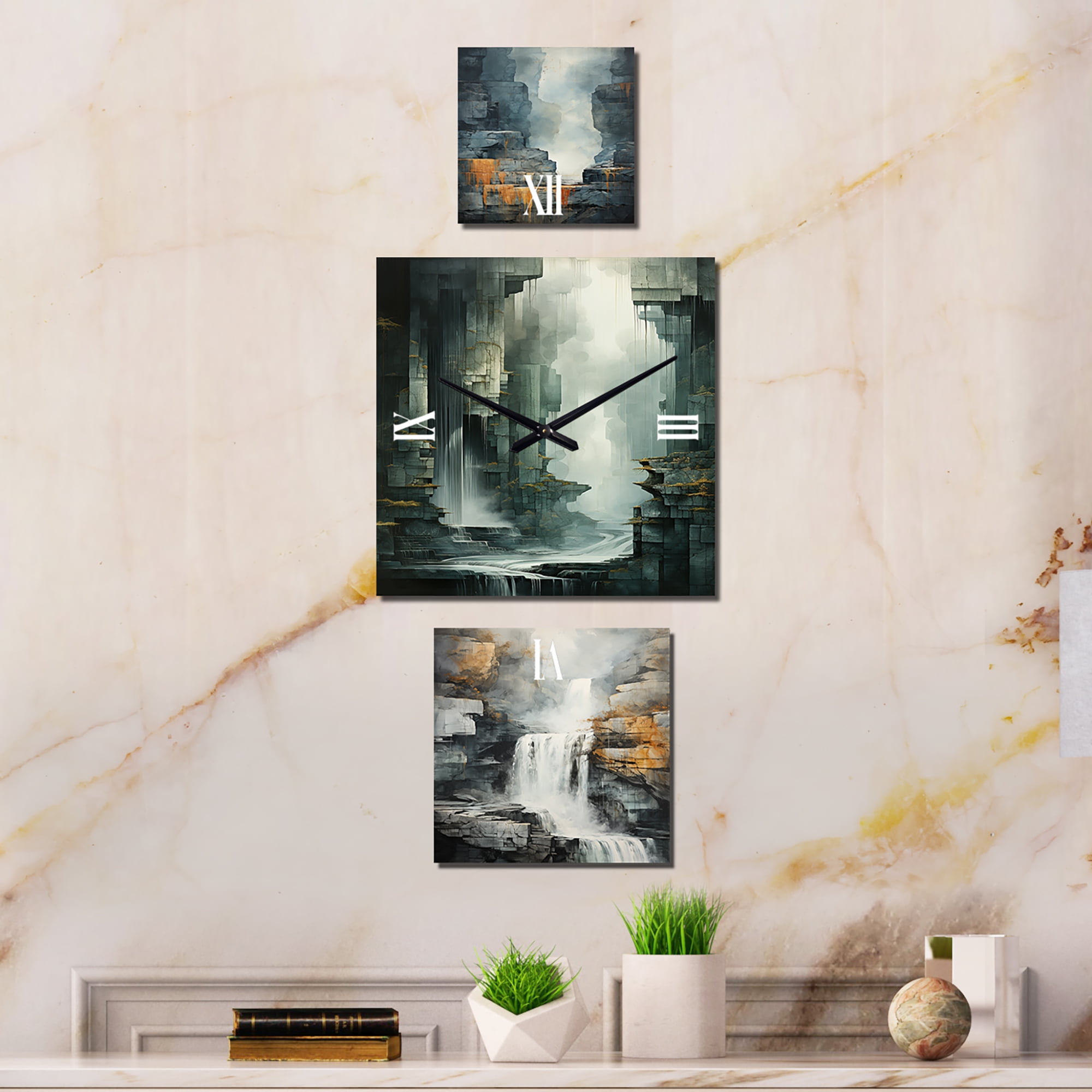 Designart "Adventure by the Waterfall Cliff" Waterfall Oversized ...