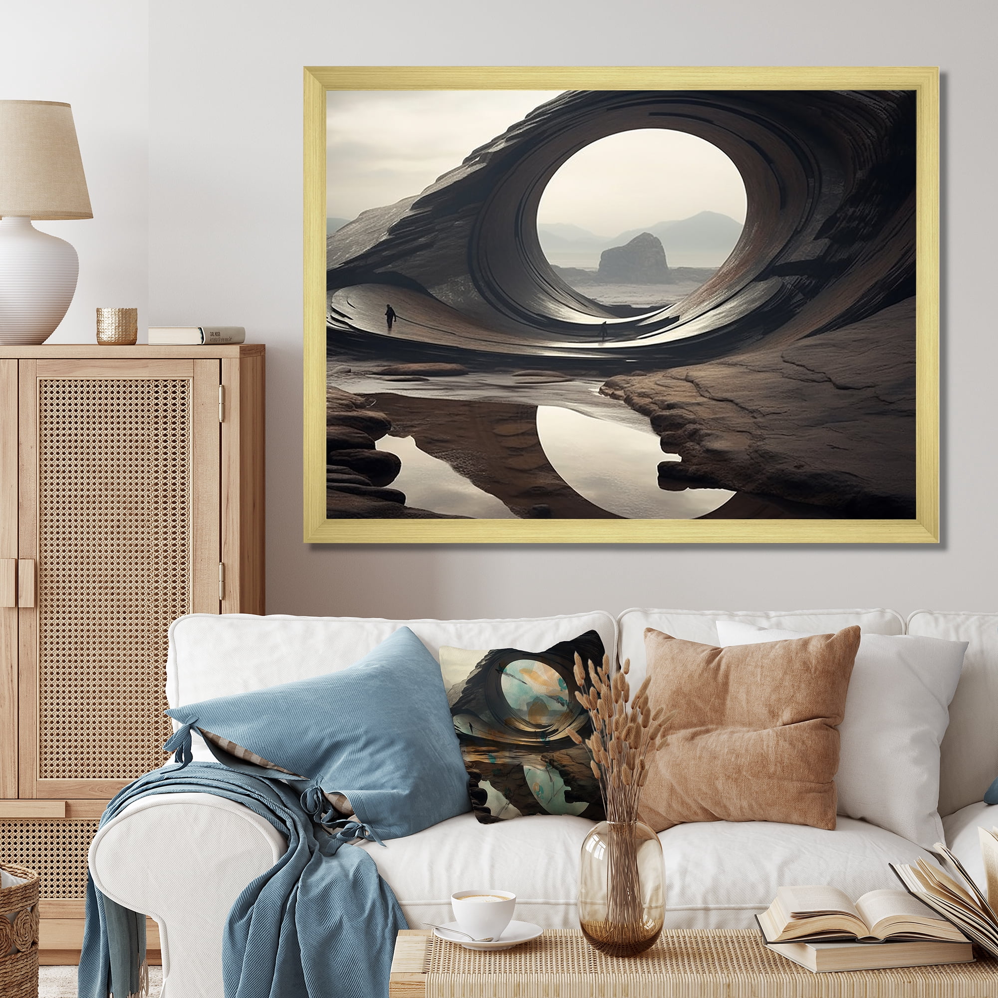 Designart "Aesthetic Surrealism Space Canyon III" Landscapes Framed ...