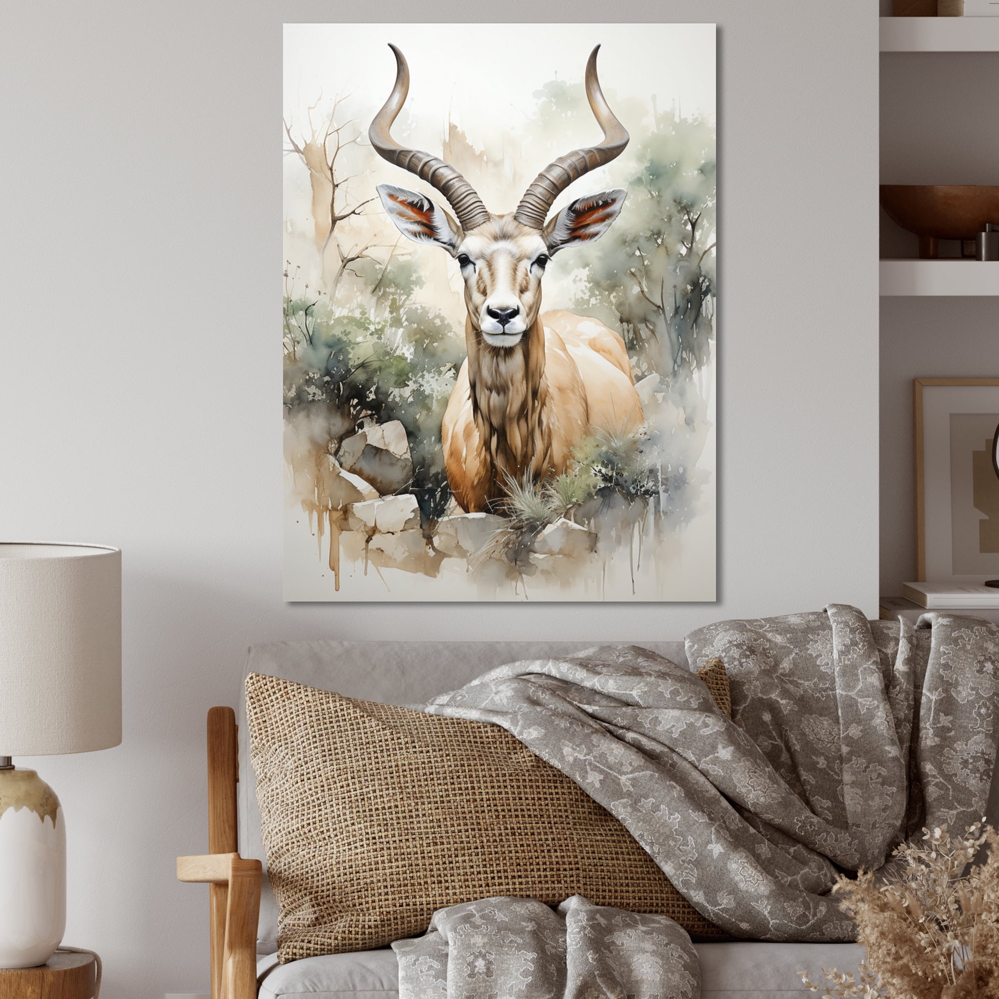 Designart "Africa Antelopes beauty" African Metal Art Living Room ...