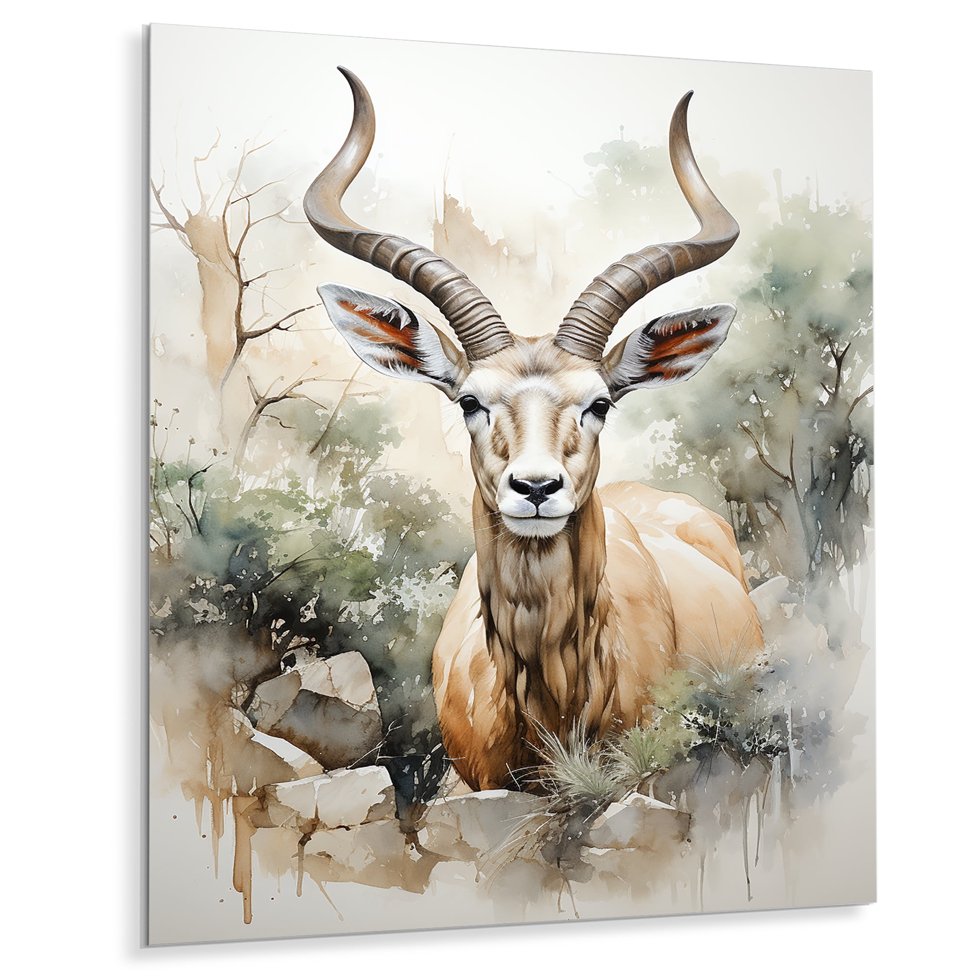 Designart "Africa Antelopes beauty" African Metal Art Living Room ...