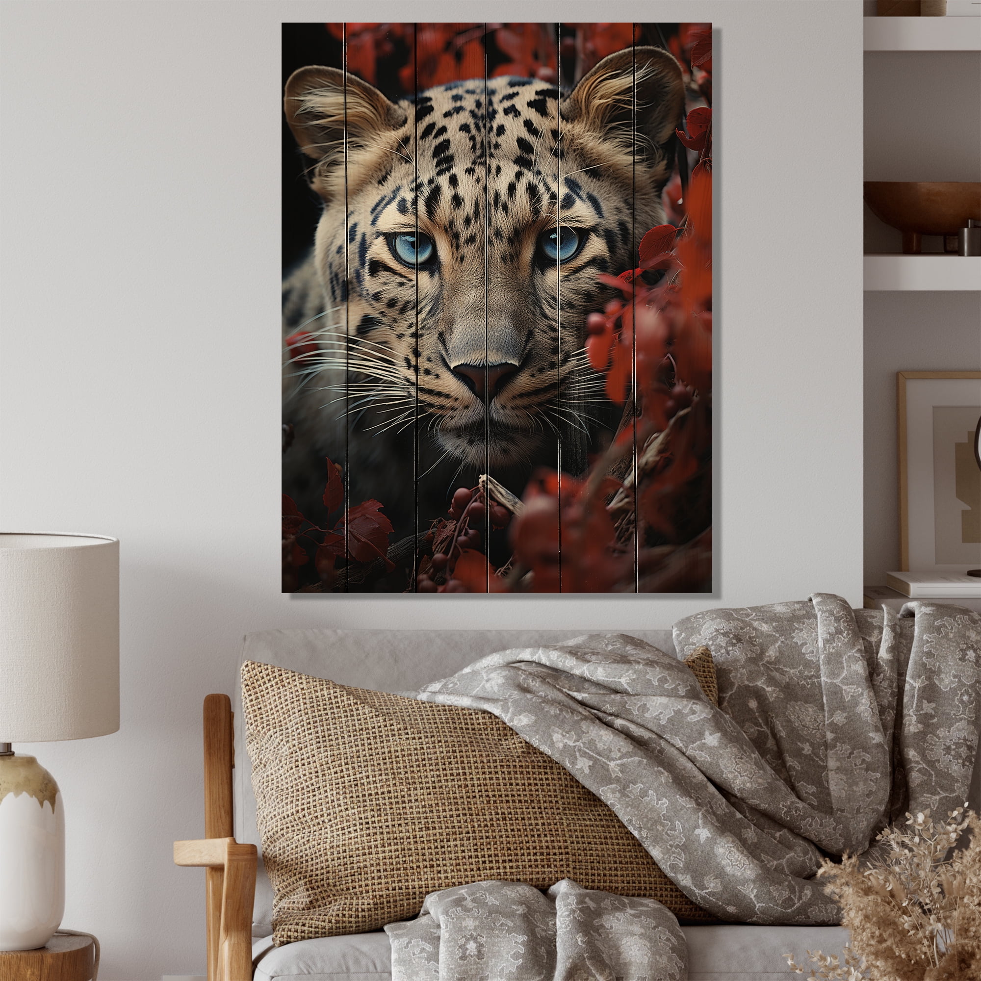 Designart "Africa Cheetahs Stealth" African Print on Natural Pine Wood ...