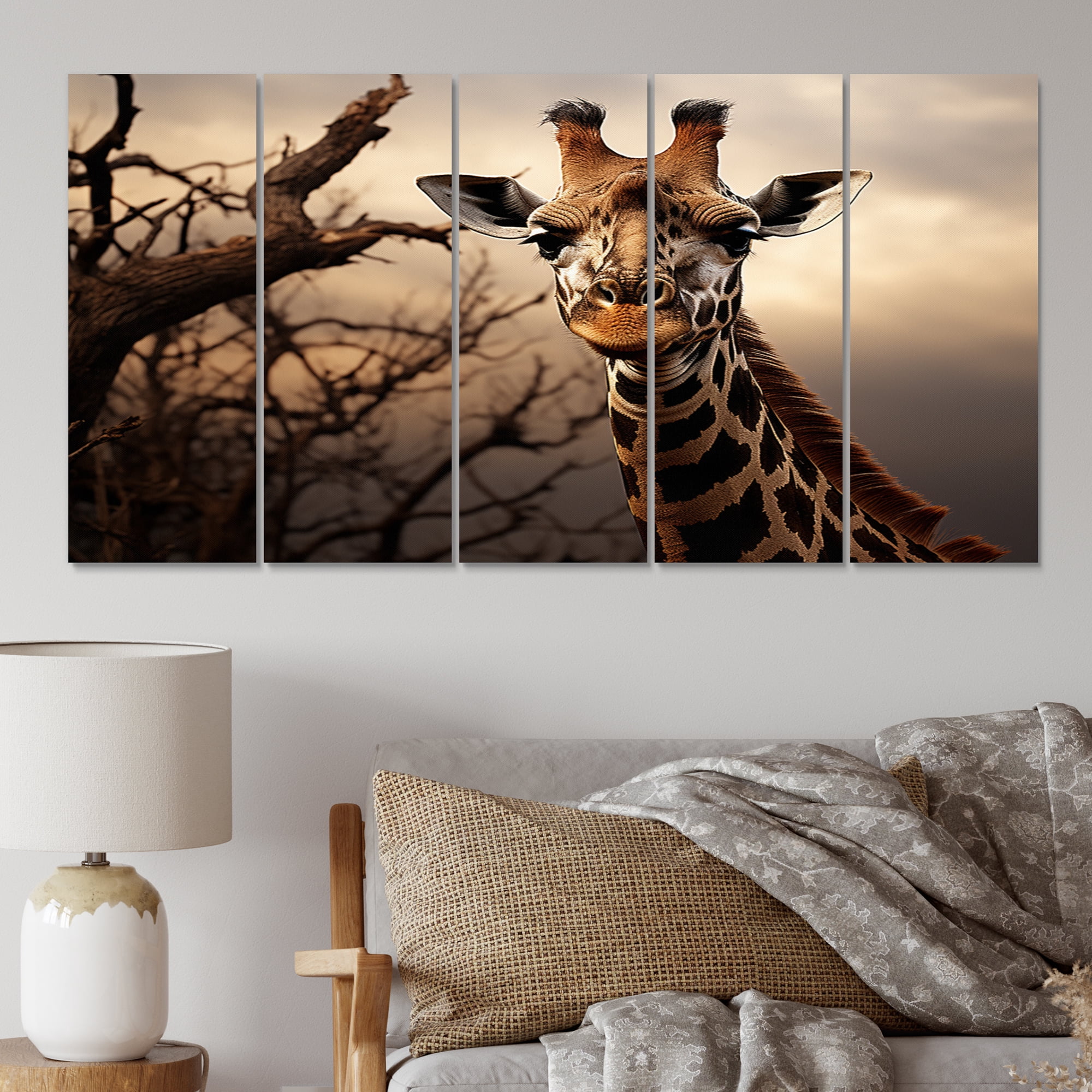 Designart "Africa Longnecks Lofty Aura" Animals Metal Wall Art Set ...