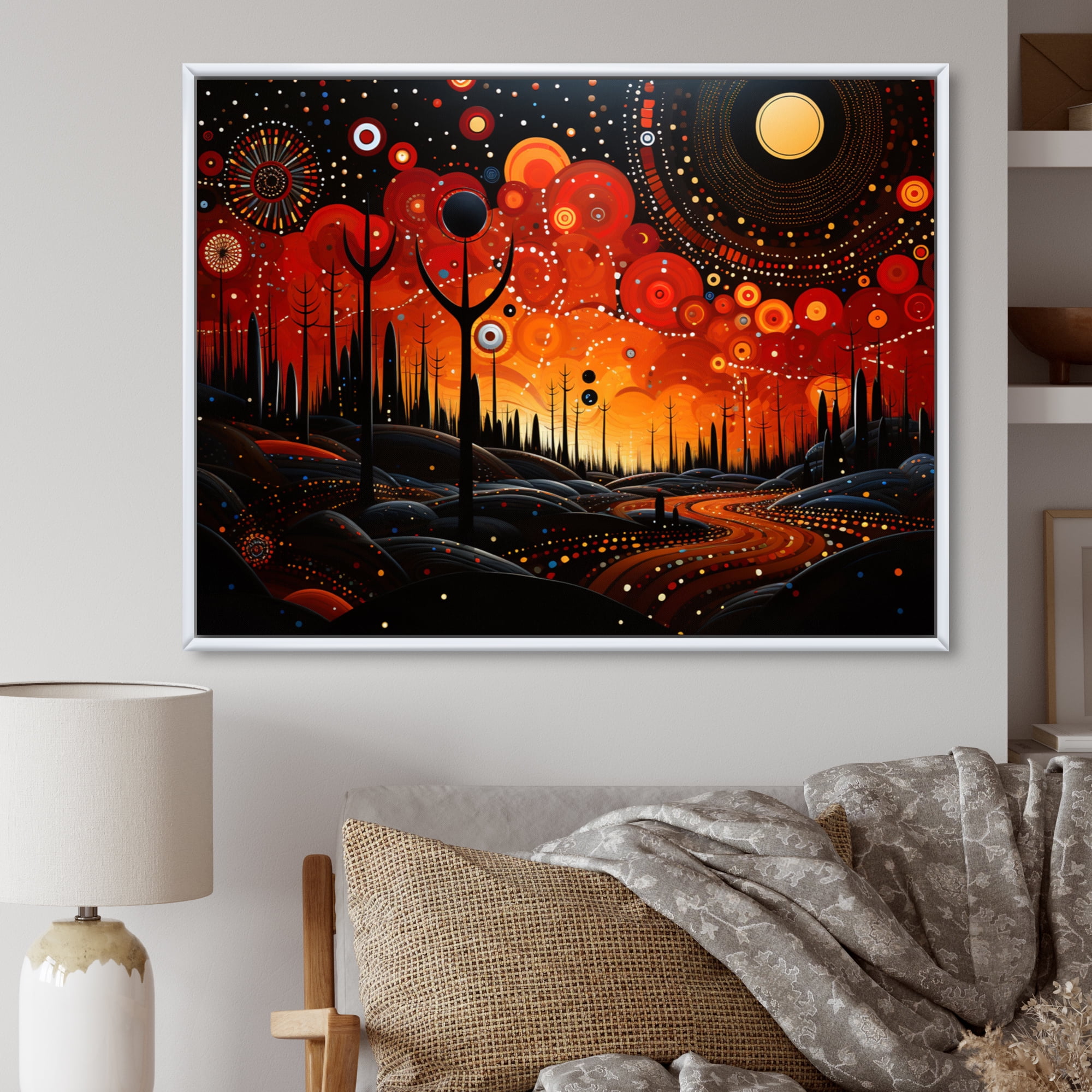 Designart "African Tribal flow Pointillism II" African Tribal Floater ...