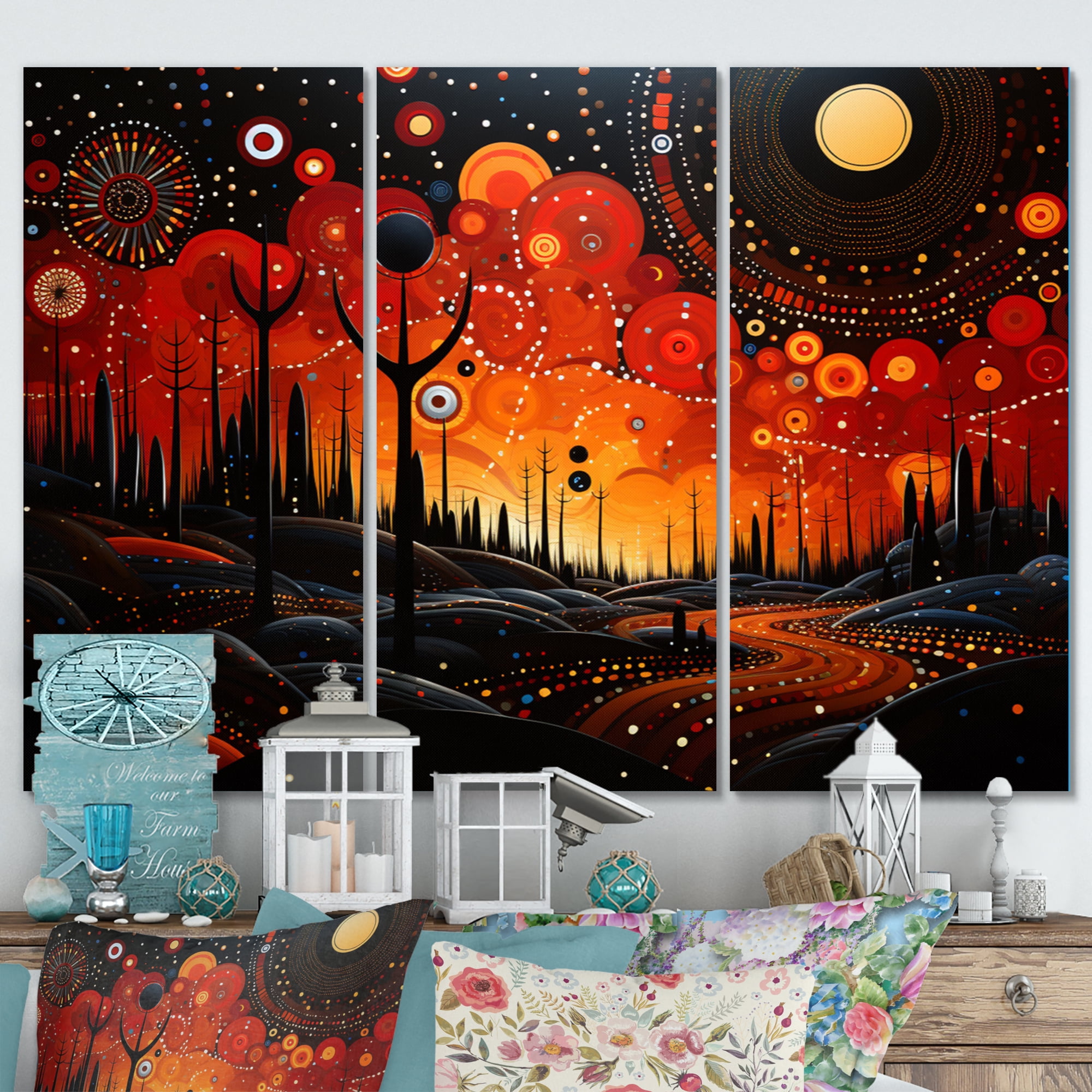 Designart "African Tribal flow Pointillism II" African Tribal Wall Art ...