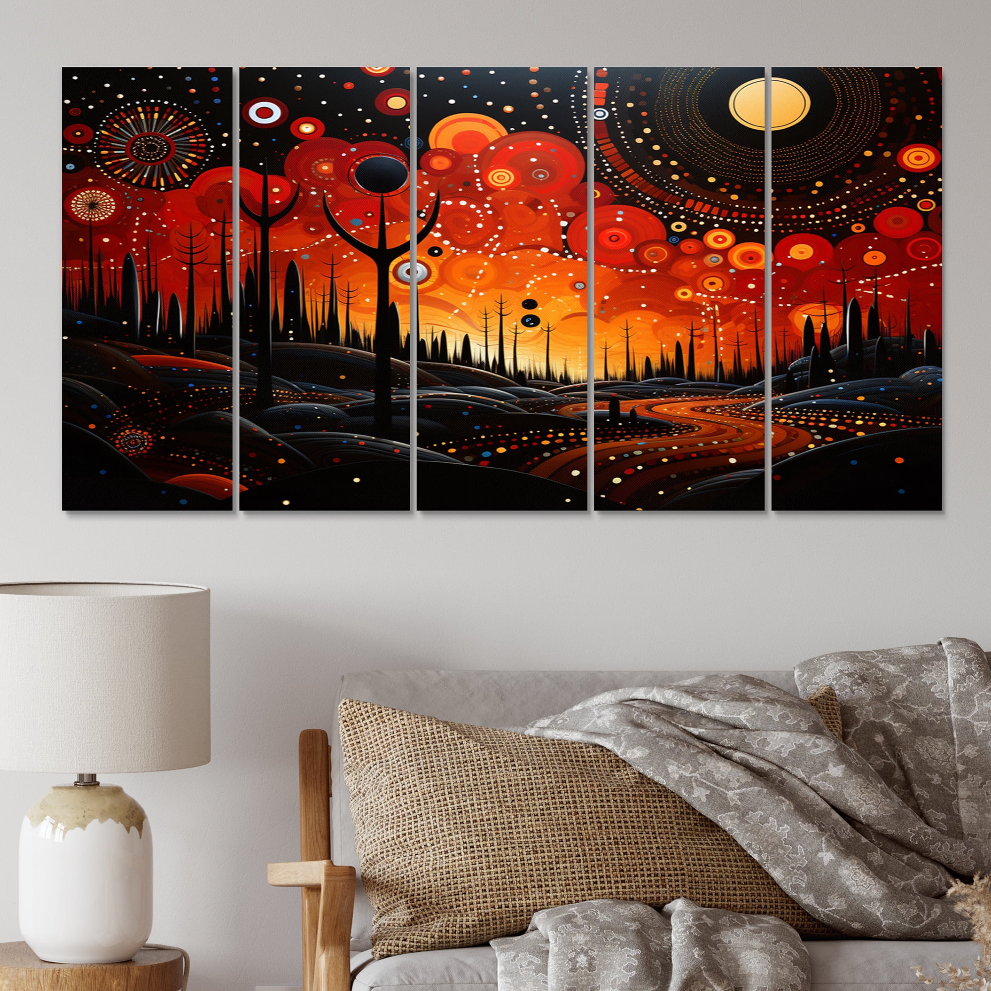 Designart "African Tribal flow Pointillism II" African Tribal Wall Art ...