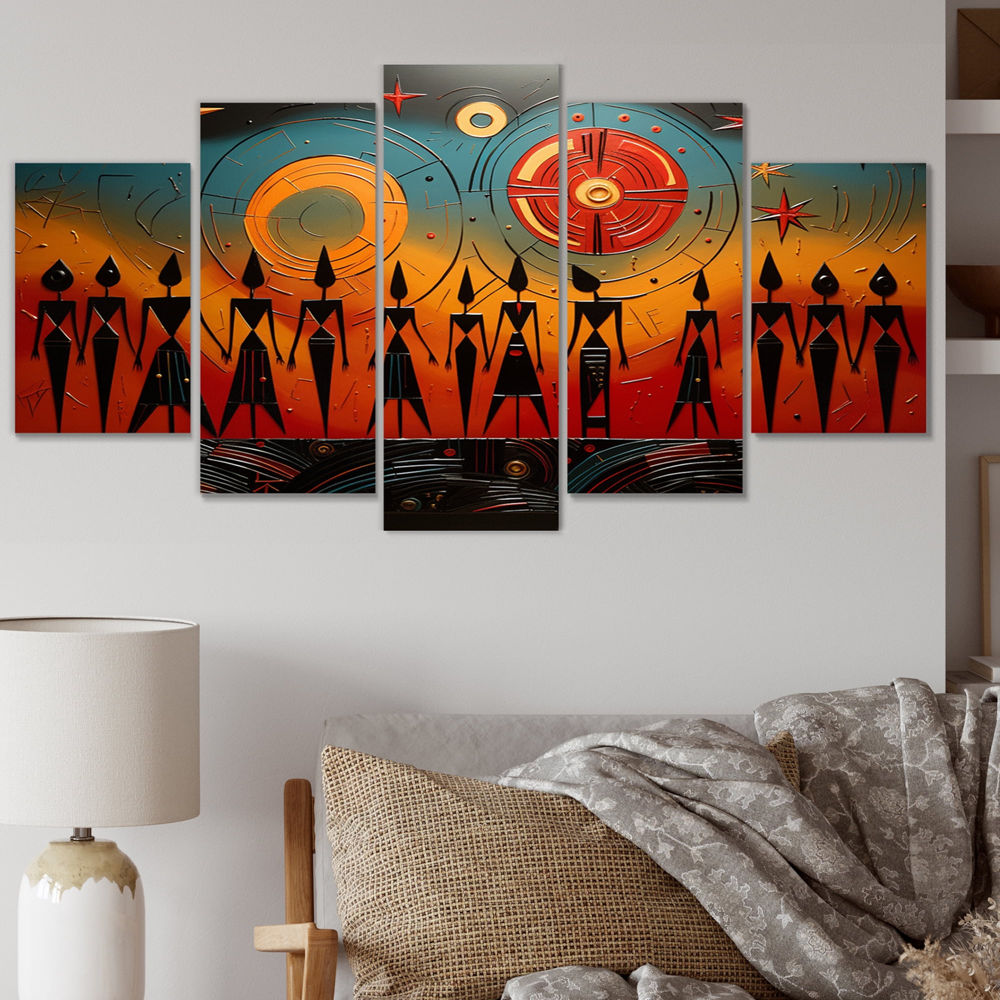 Designart "African Tribal flow VI" African Tribes Metal Wall Decor Set ...