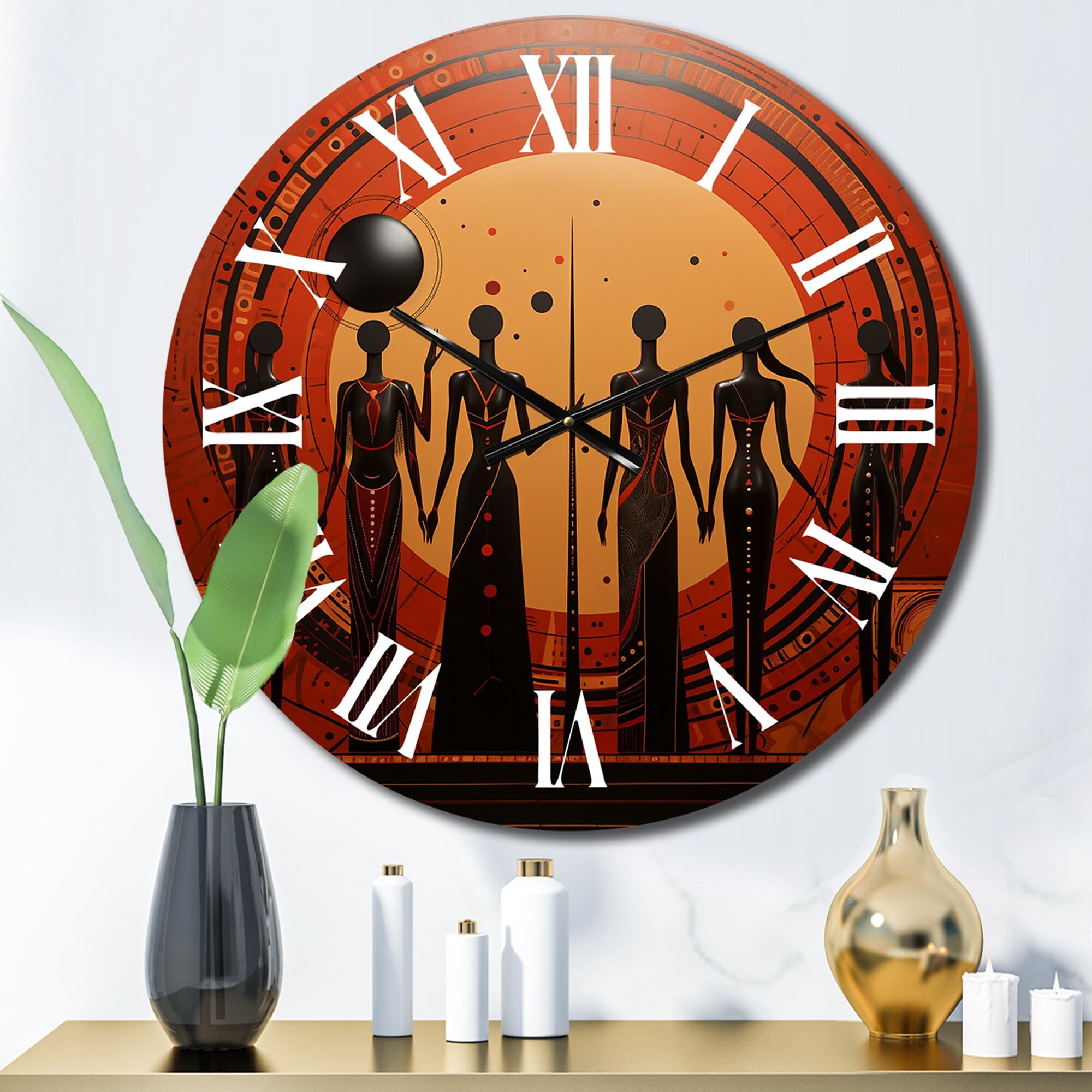 Designart "African Tribal flow XIV" African Tribes Oversized Wall Clock ...