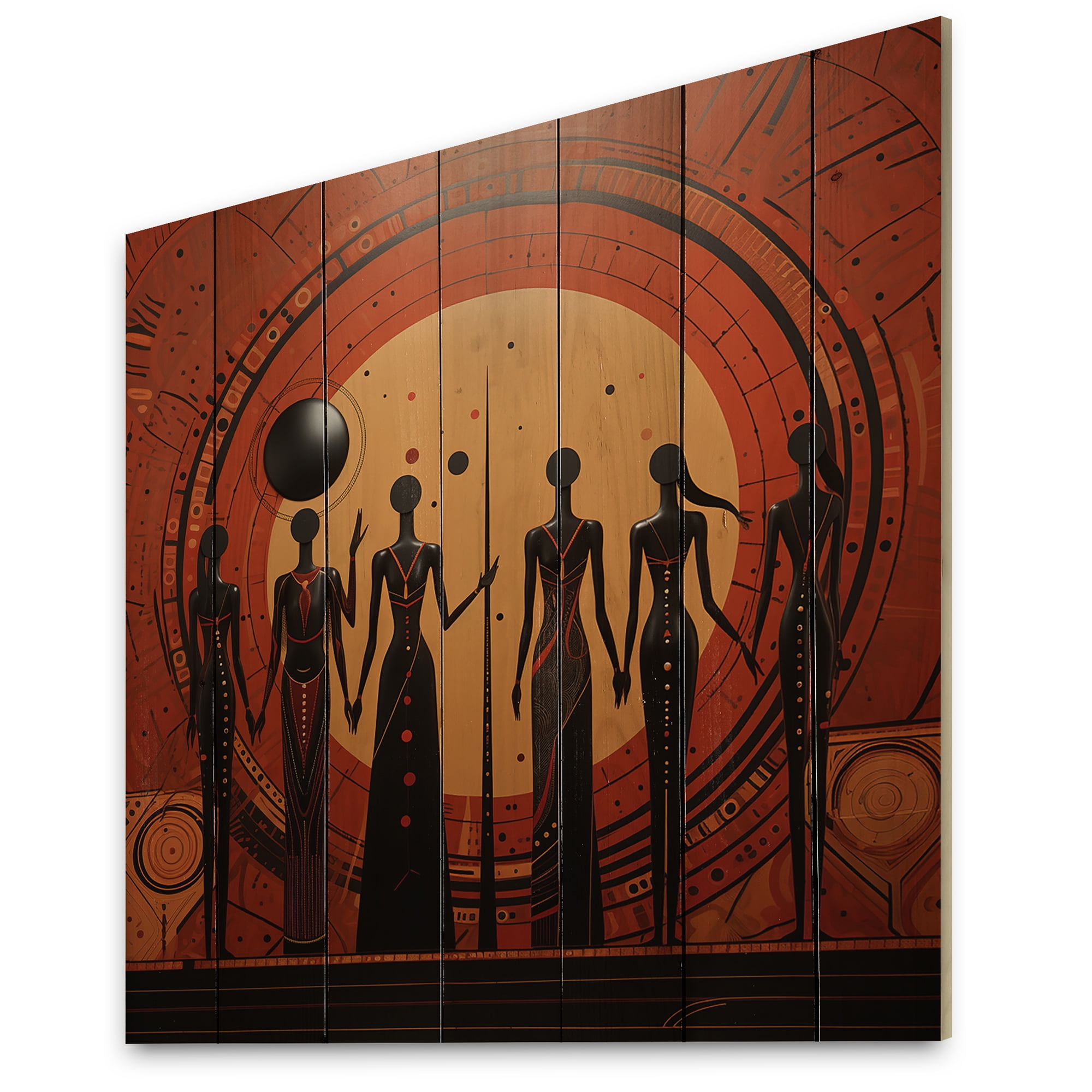 Designart "African Tribal flow XIV" African Tribes Print on Natural ...
