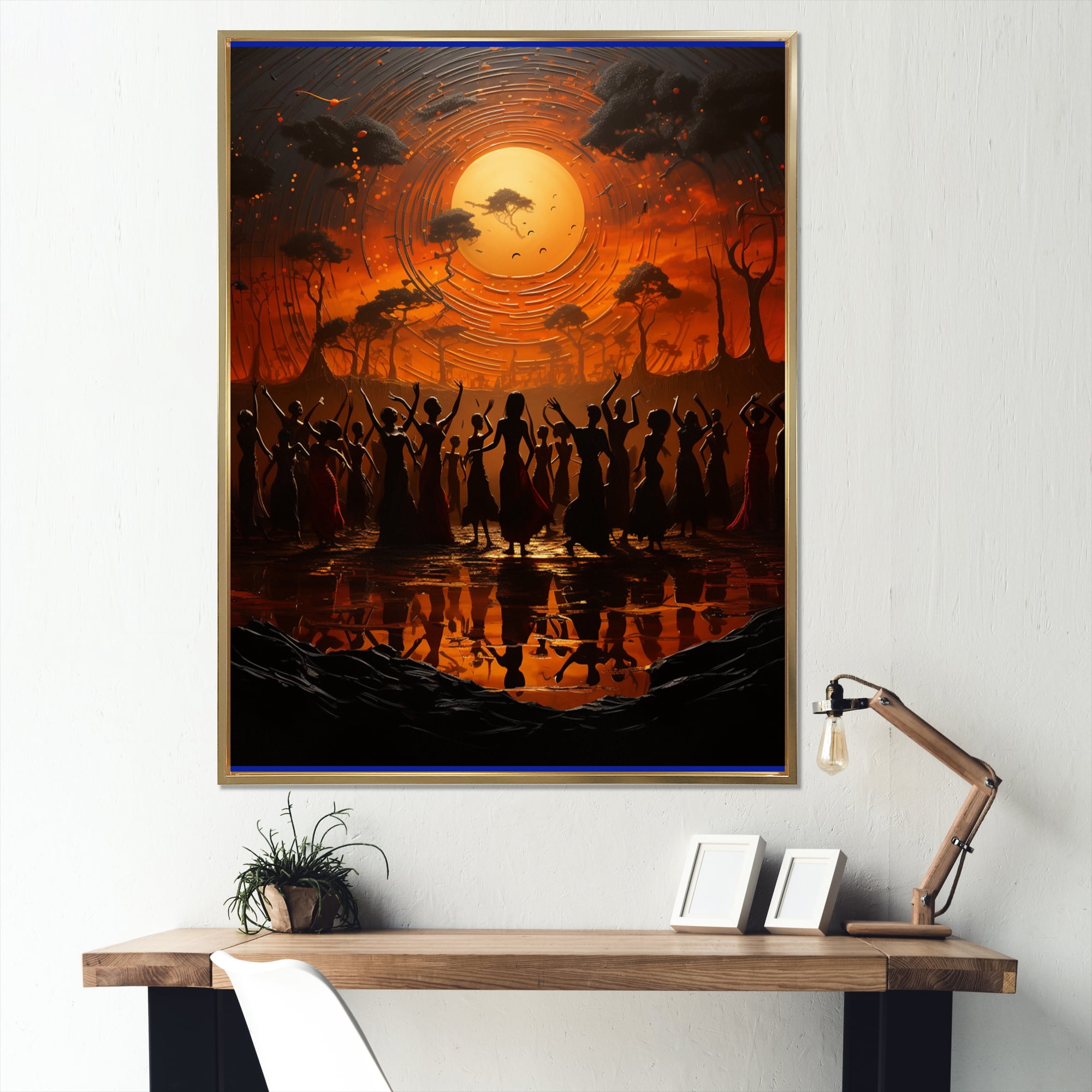 Designart "African Tribal flow XVI" African Tribes Floater Framed Wall ...