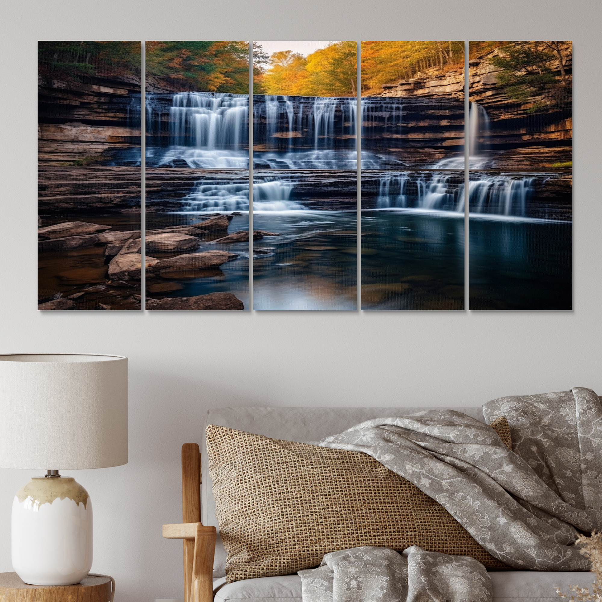 Designart "Alabama Majestic Waterfalls Cascading Wonders" Landscapes ...