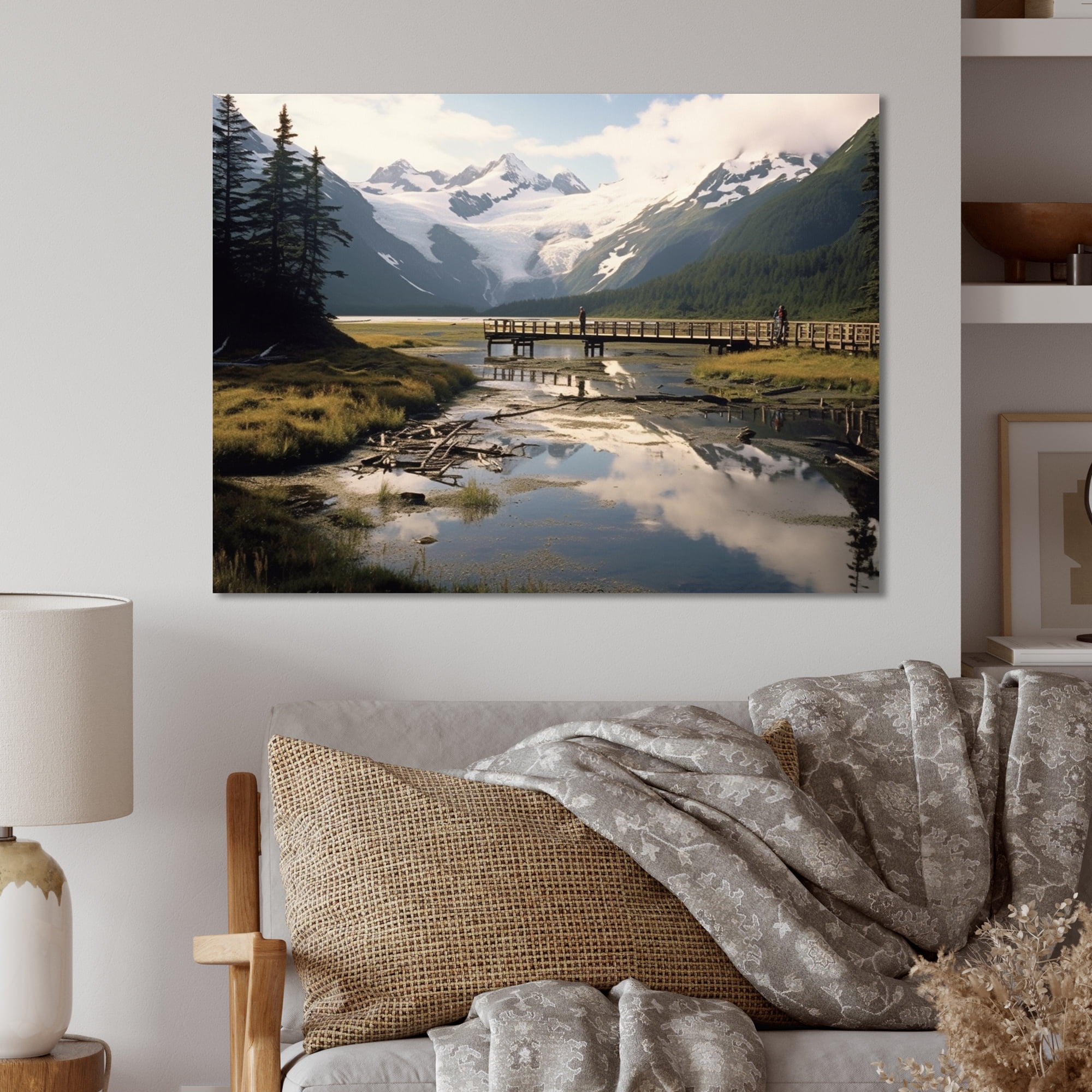 Designart "Alaskan Wilderness River Untamed Flow" Landscapes Metal Wall ...