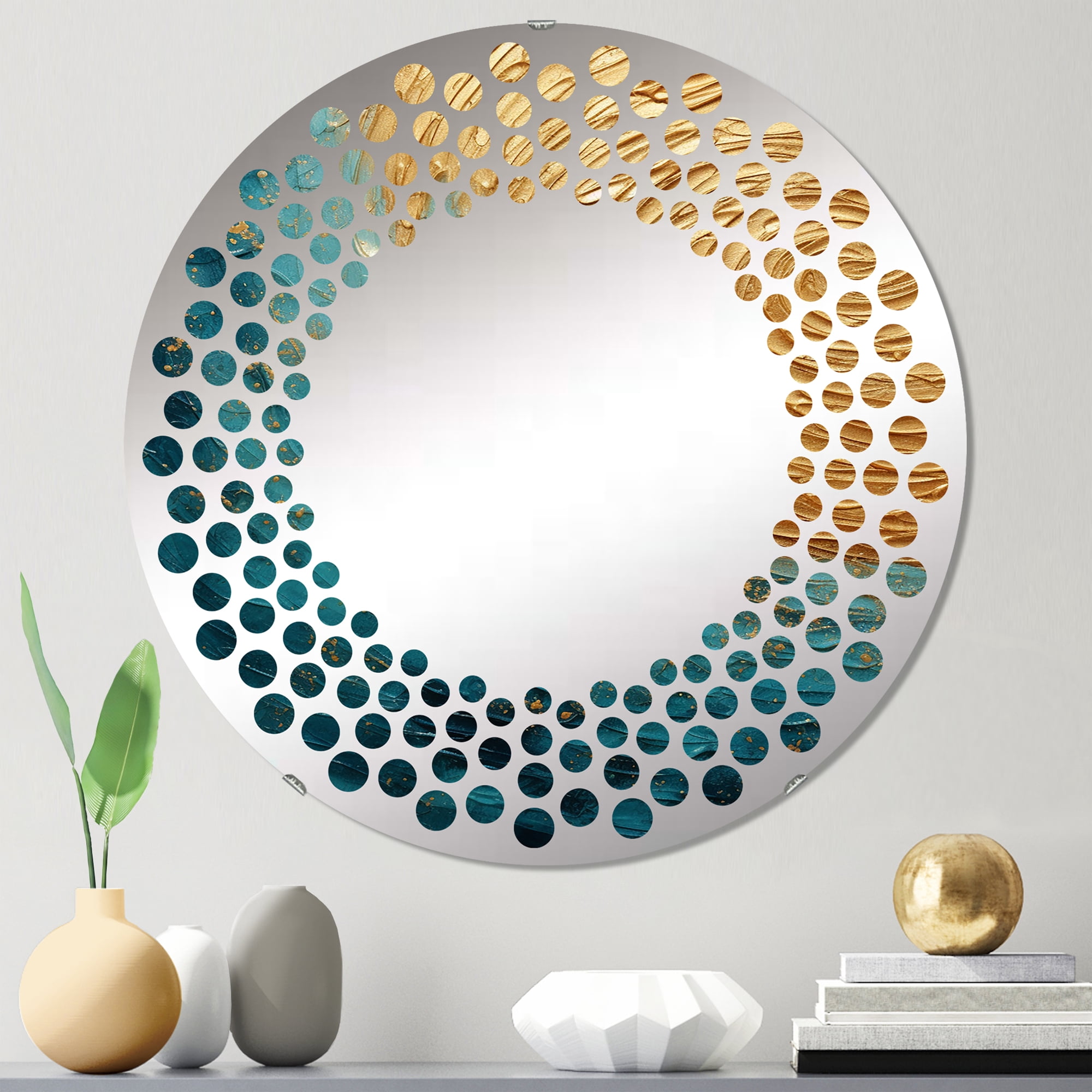 Designart "Alchemical Spiral of Gold Teal Oceans III" Abstract Spirals ...
