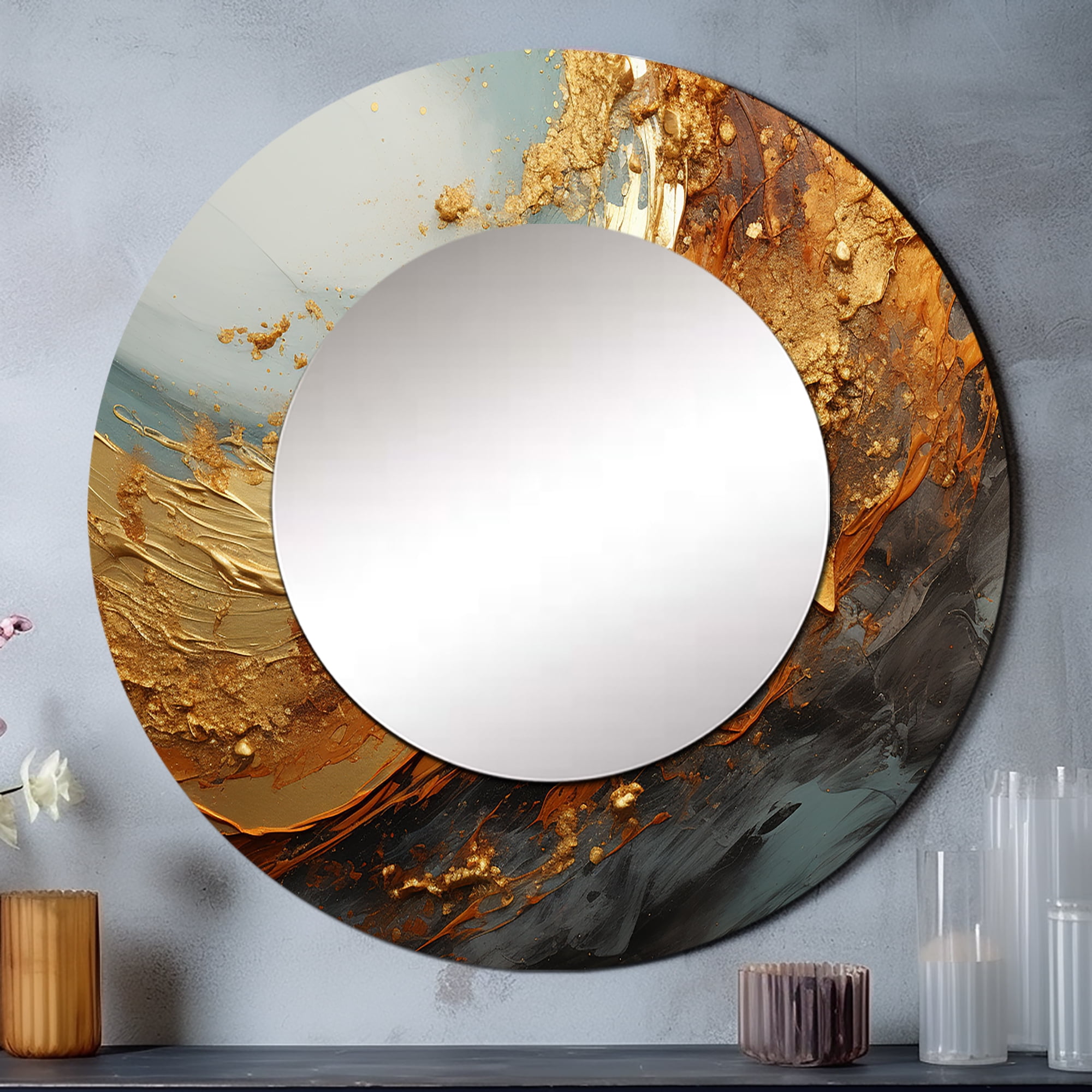 Designart "Alchemical Spiral Of Gold Teal Oceans" Abstract Spirals ...