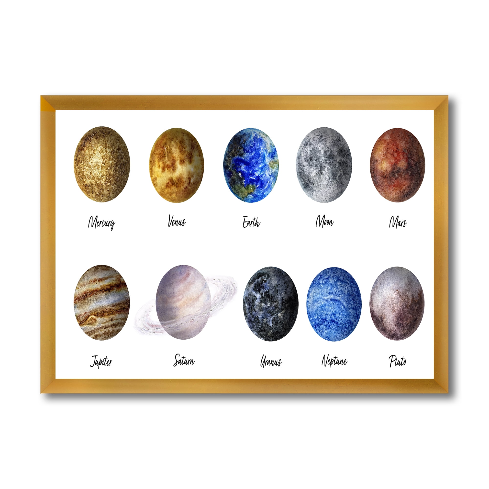 Designart 'All Planets United On White' Modern Framed Art Print ...