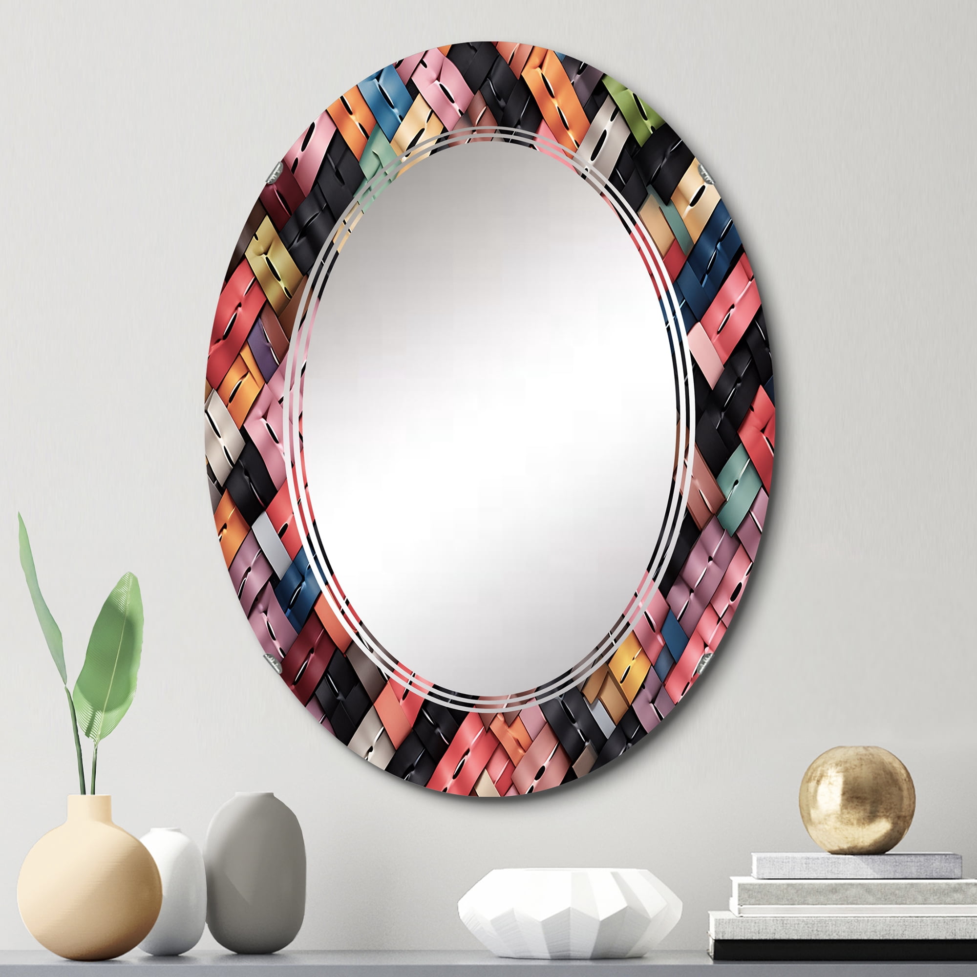 Designart "All Stylish Brands Logo I" Fashion Round Wall Mirror - Glam ...
