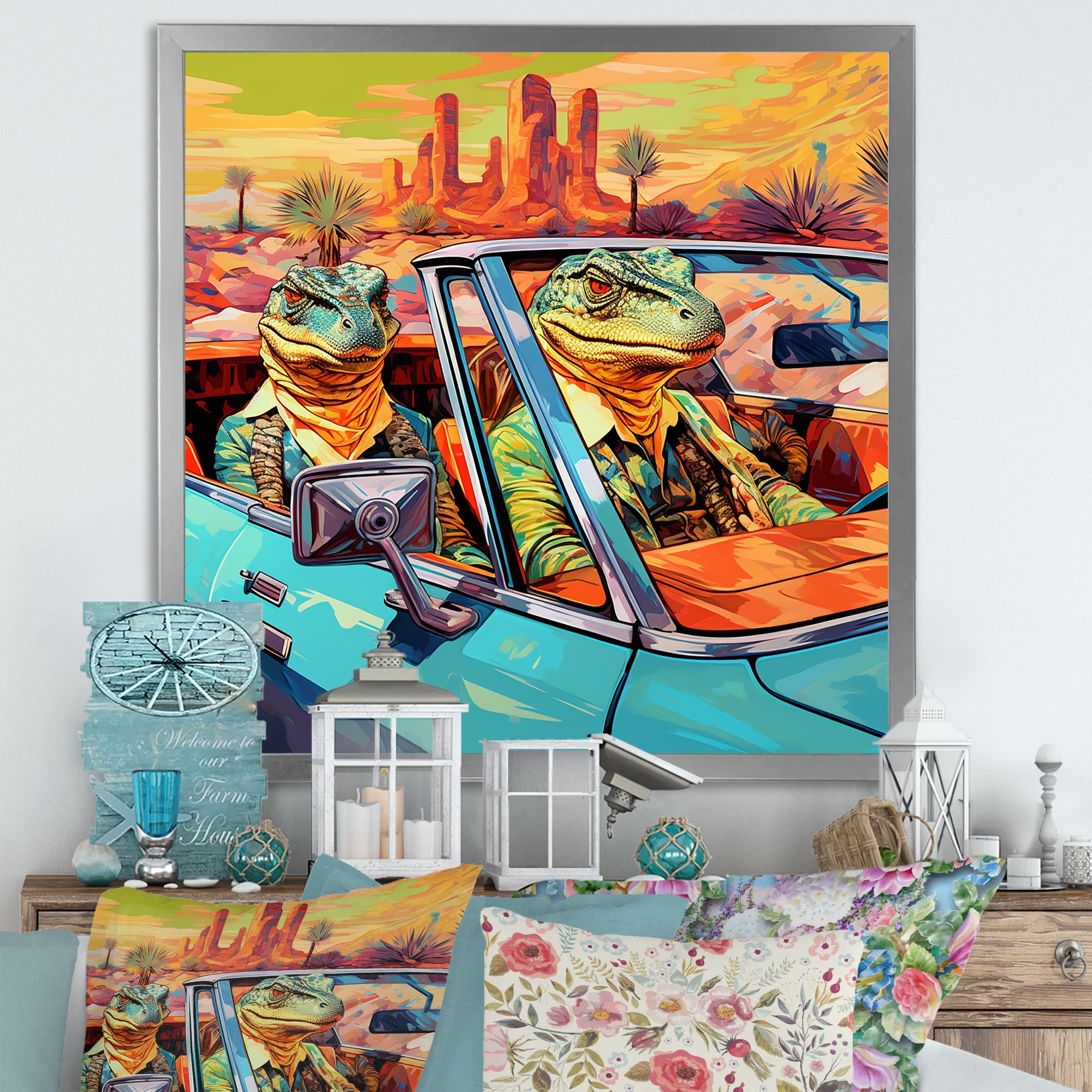 Designart "Alligators and Lizards in Motion Reptile Riders" Animals ...