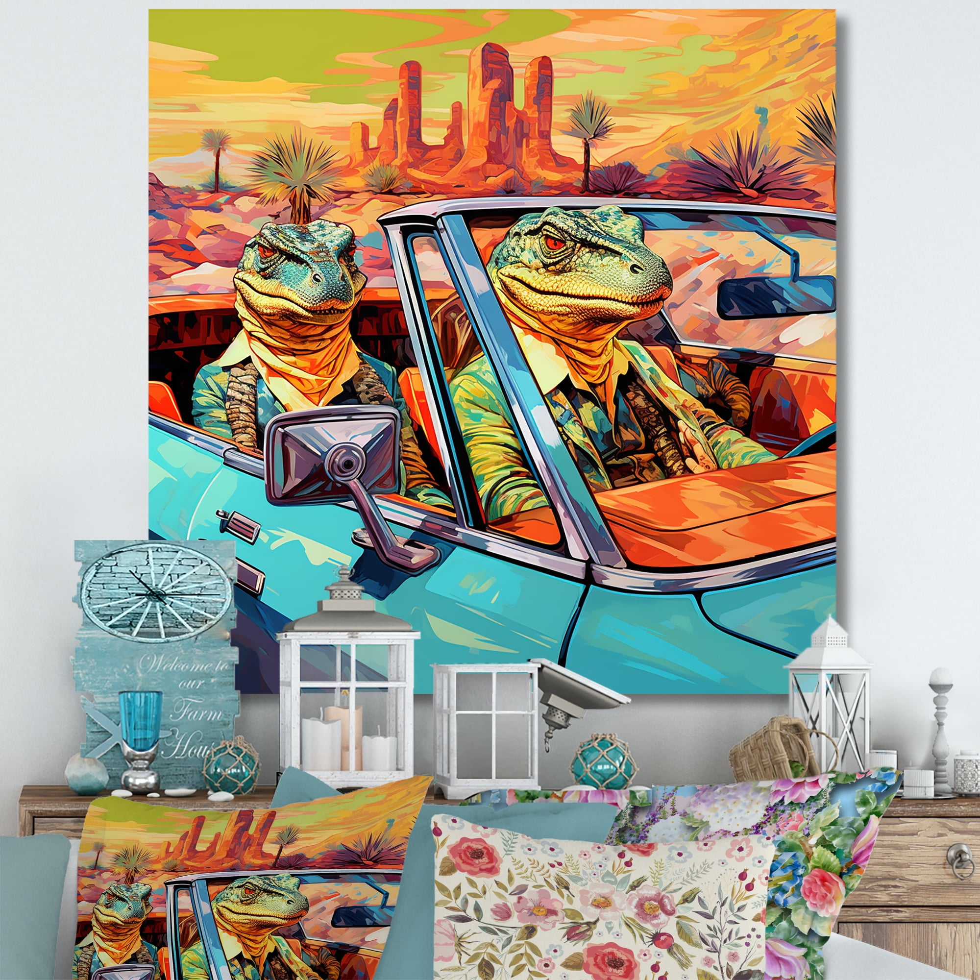 Designart "Alligators and Lizards in Motion Reptile Riders" Animals ...