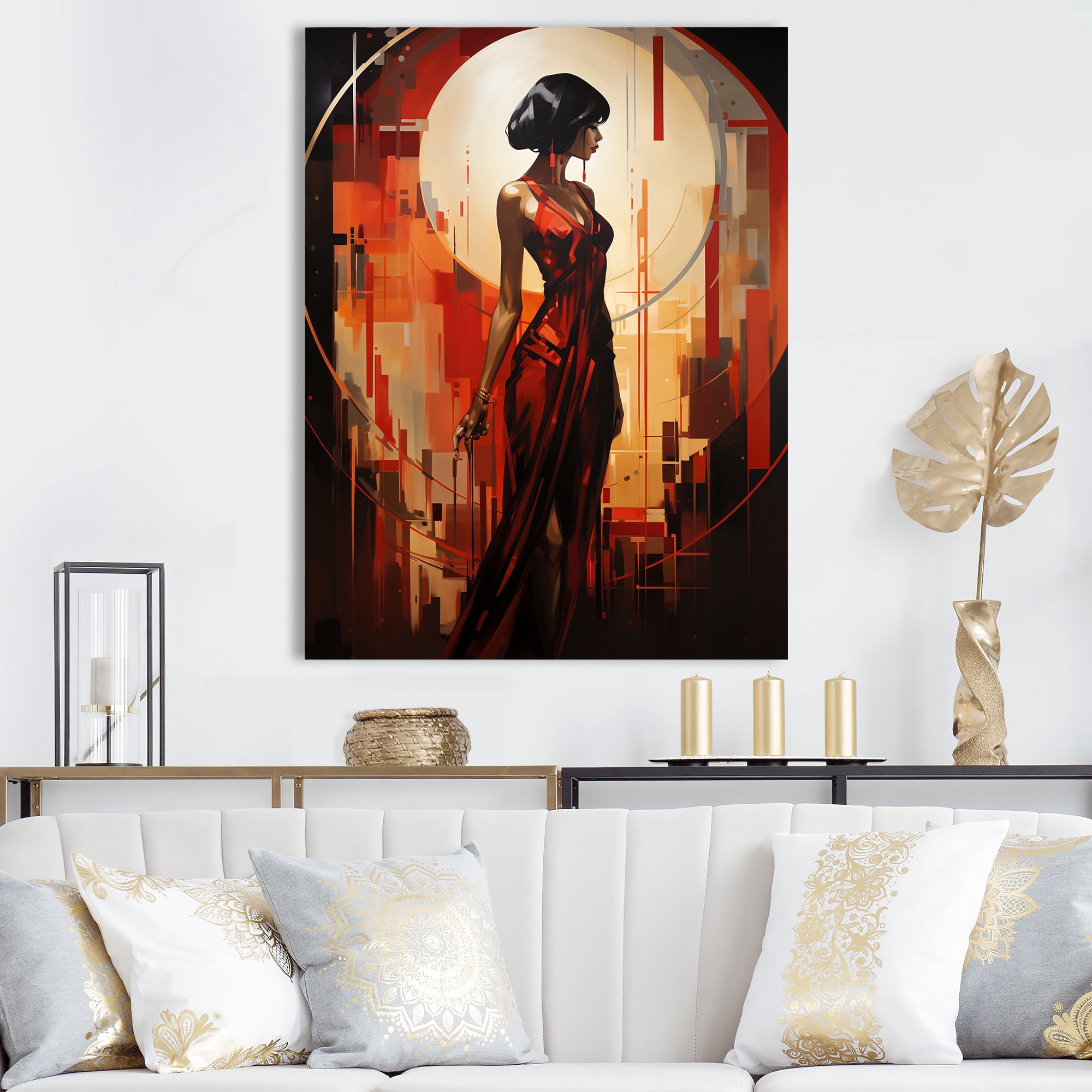 Designart "Allure in Red Glamorous Woman Portrait V" Fashion Canvas ...