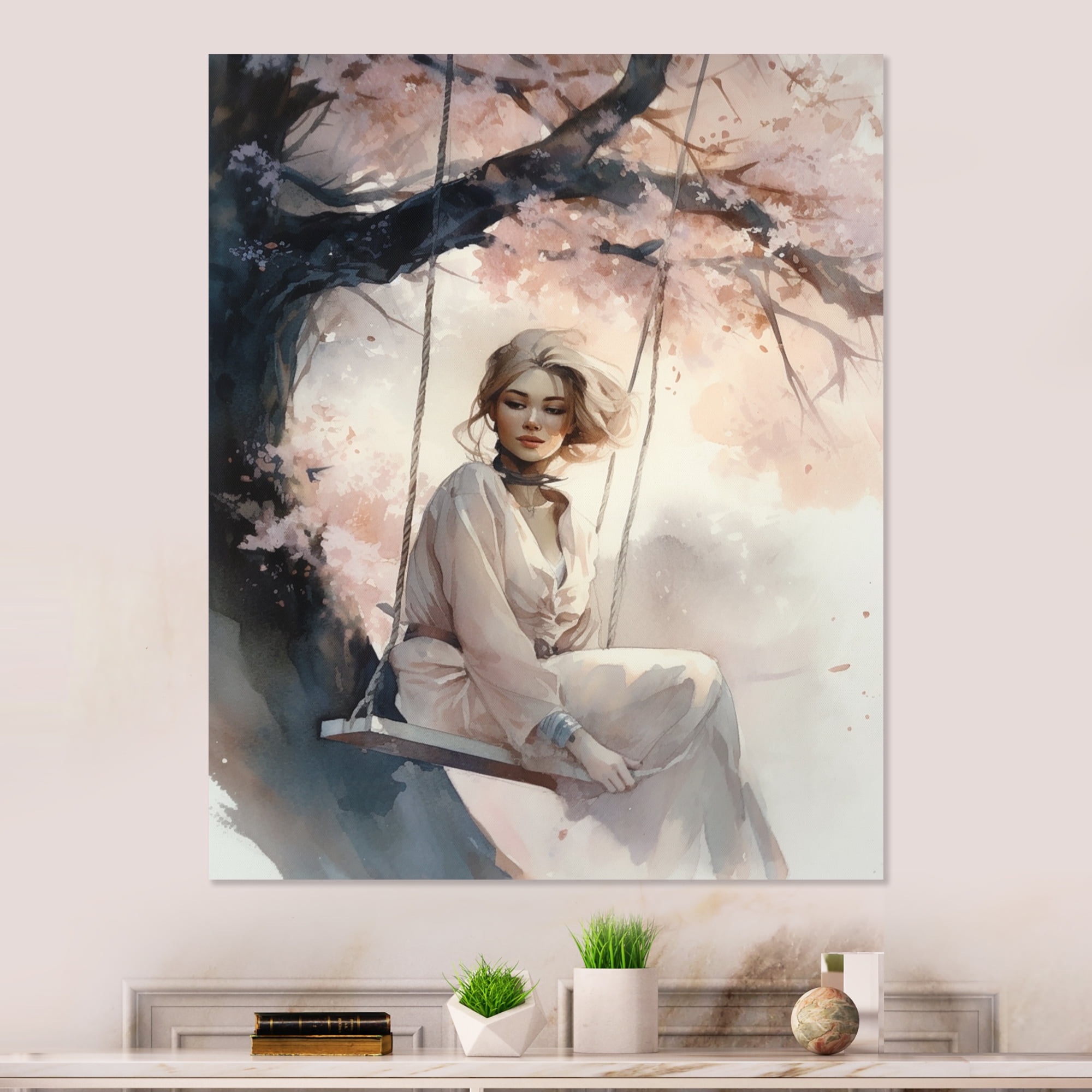 Designart "Alluring Lady Beneath a Willow Tree V" Fashion Woman Metal ...