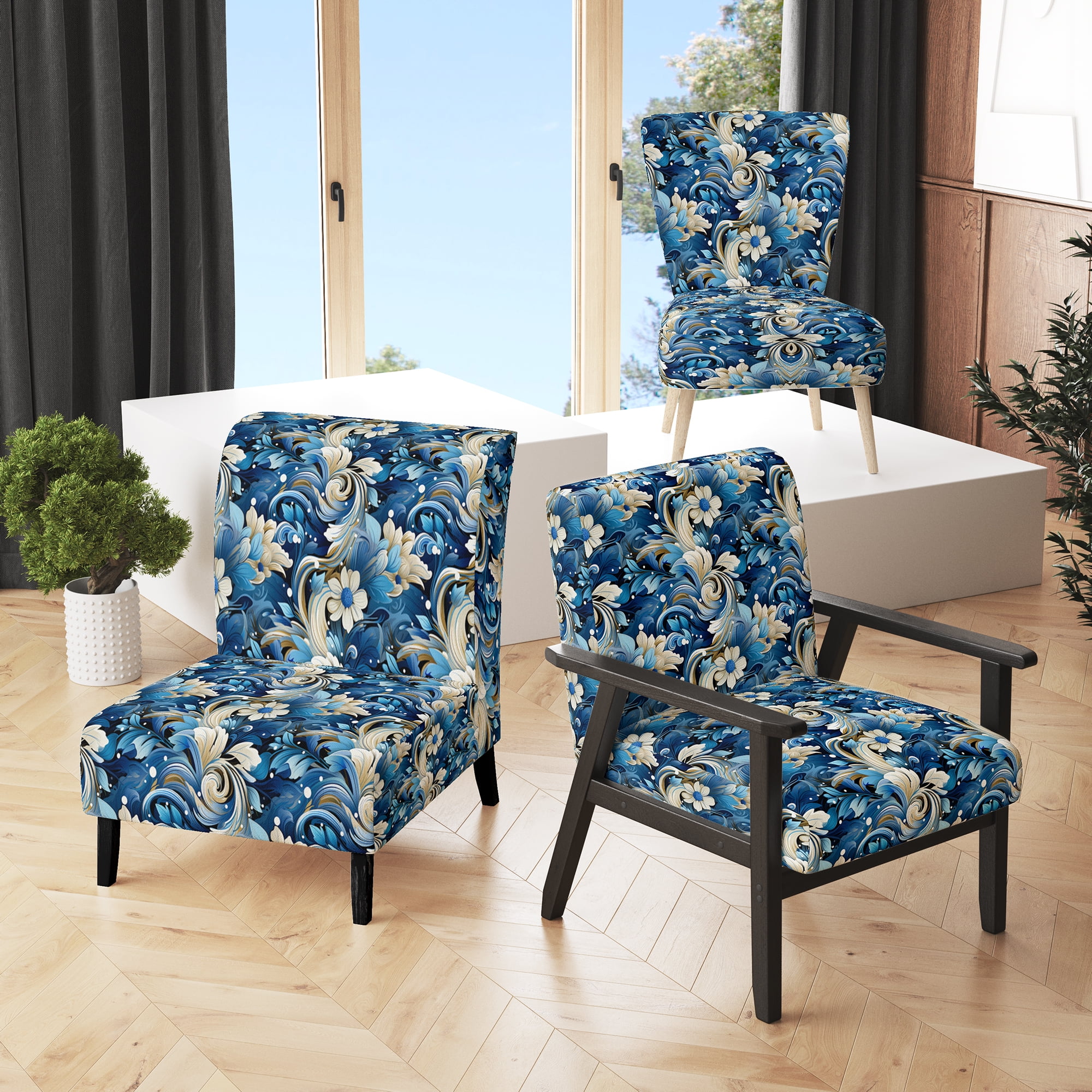 Designart "Alluring Nautical Paisleys VII" Blue Paisley Upholstered ...