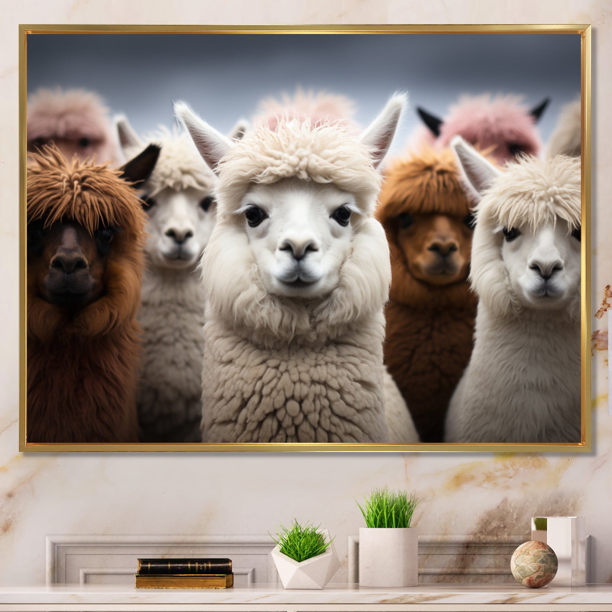Designart "Alpacas beautyful Fibers" Animals Floater Framed Canvas Print - Walmart.com