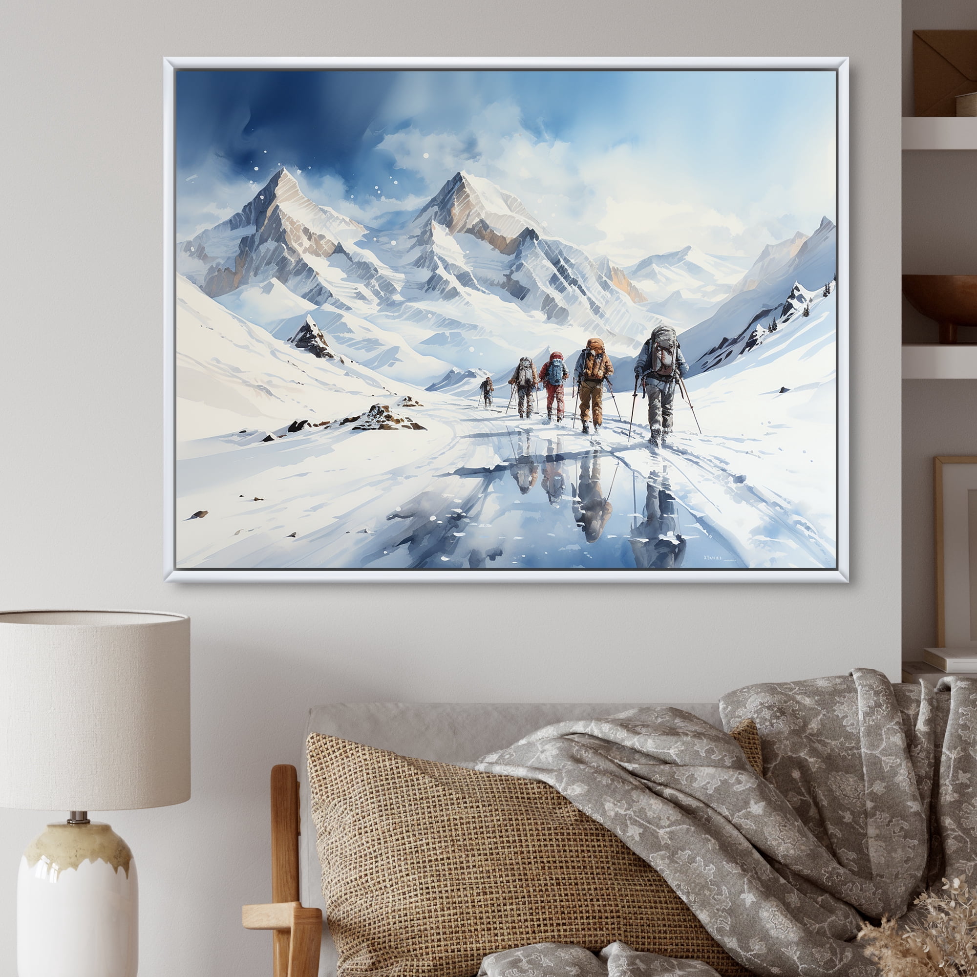 Designart "Alpine Trek Skiing the Slopes IV" Sports Framed Wall Art ...