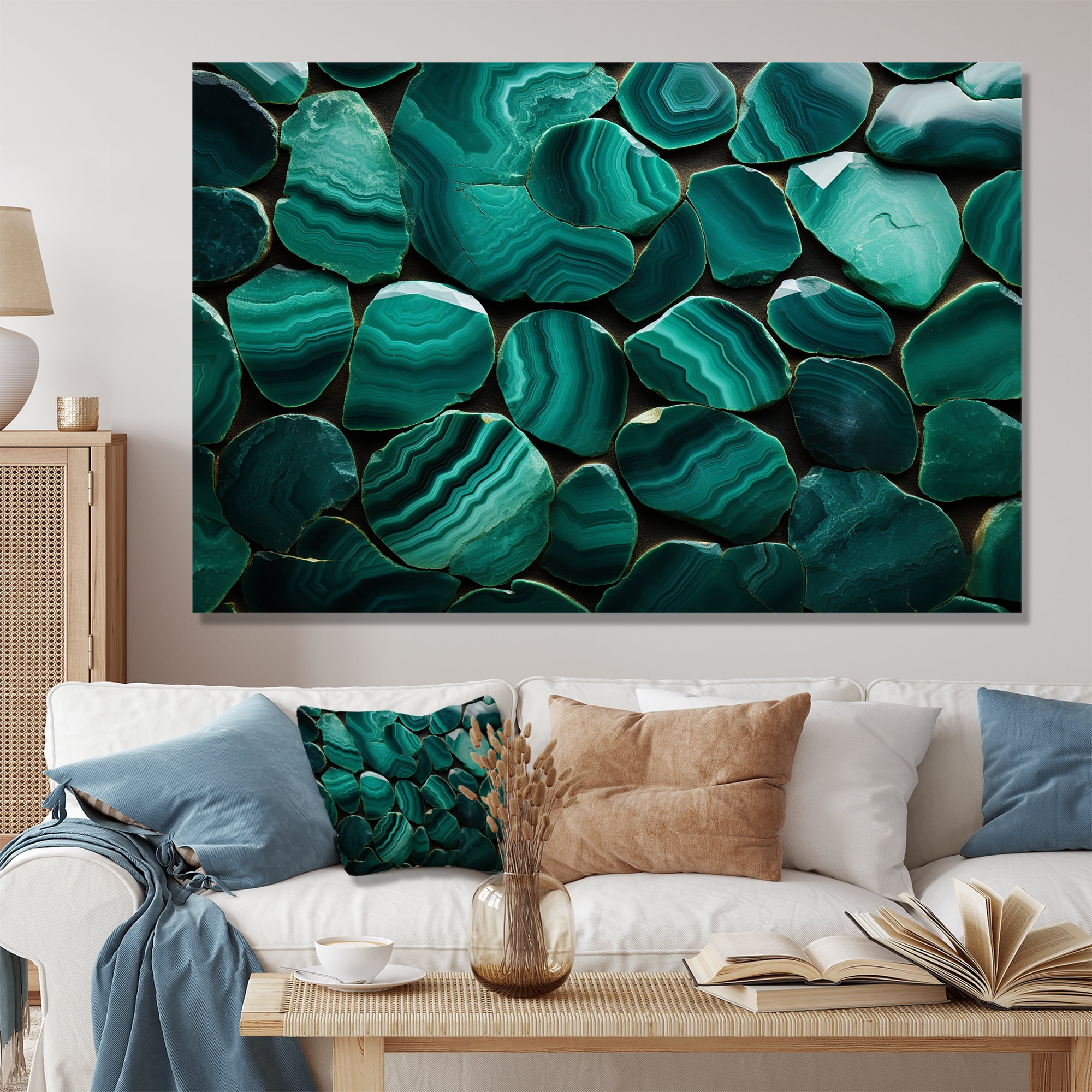 Designart "Amazonite Stone Geode in Green Emerald II" Oversized ...