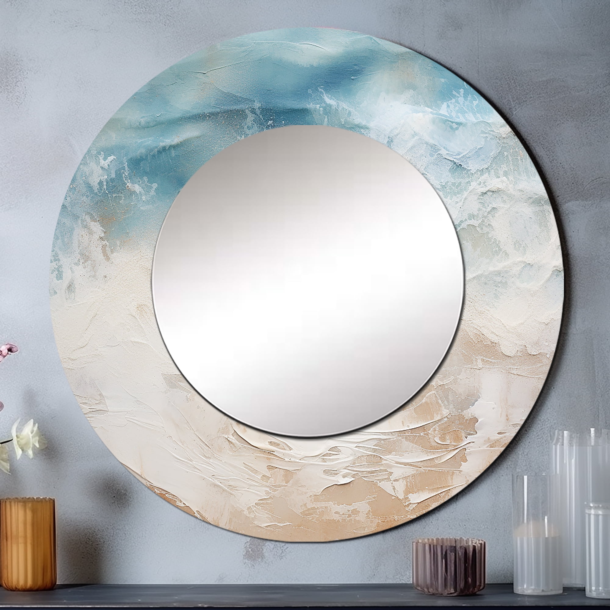Designart "Amber And Azure Seashore Sand Blend" Coastal Beach Sand ...