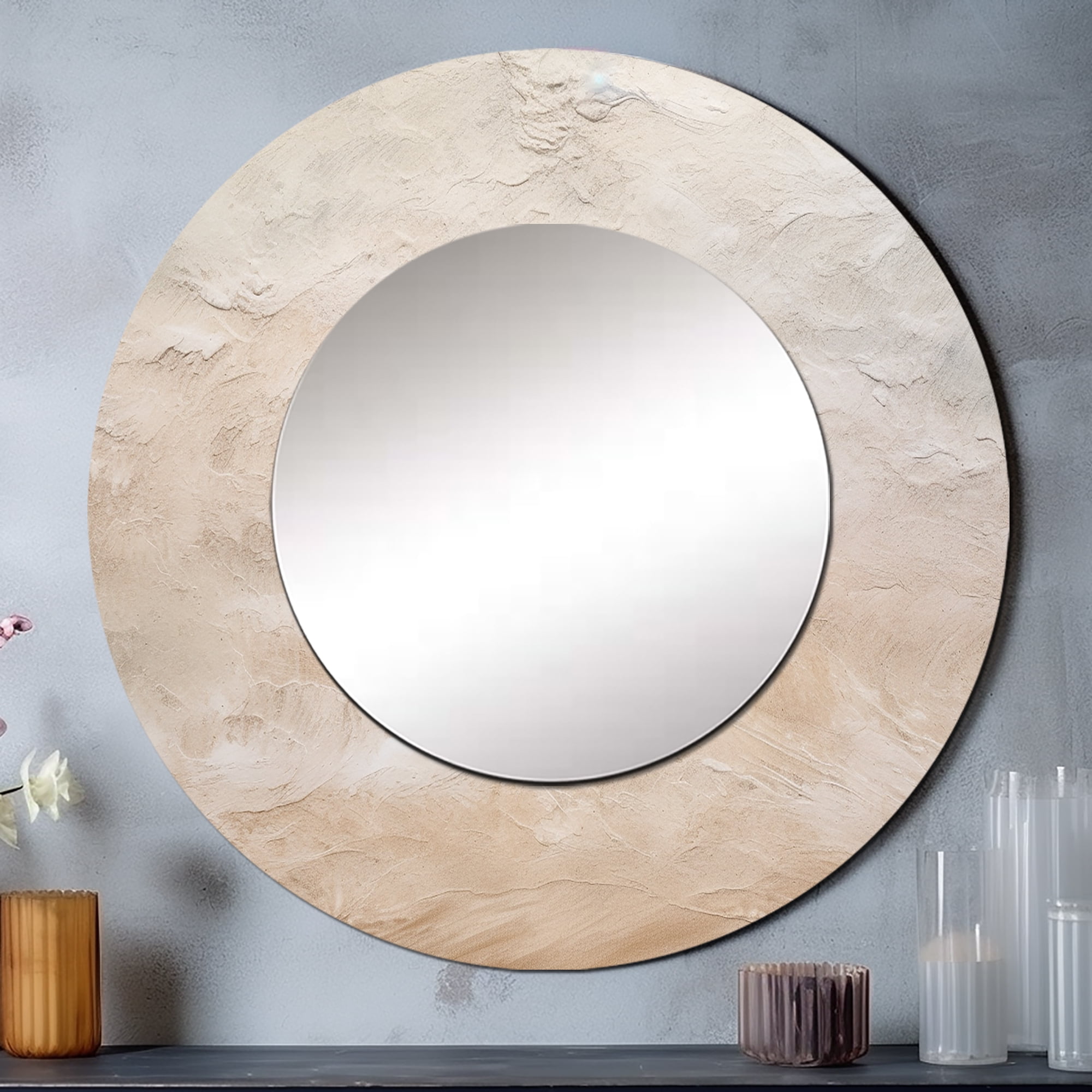 Designart "Amber And Azure Seashore Sand Blend" Coastal Beach Sand Rund ...