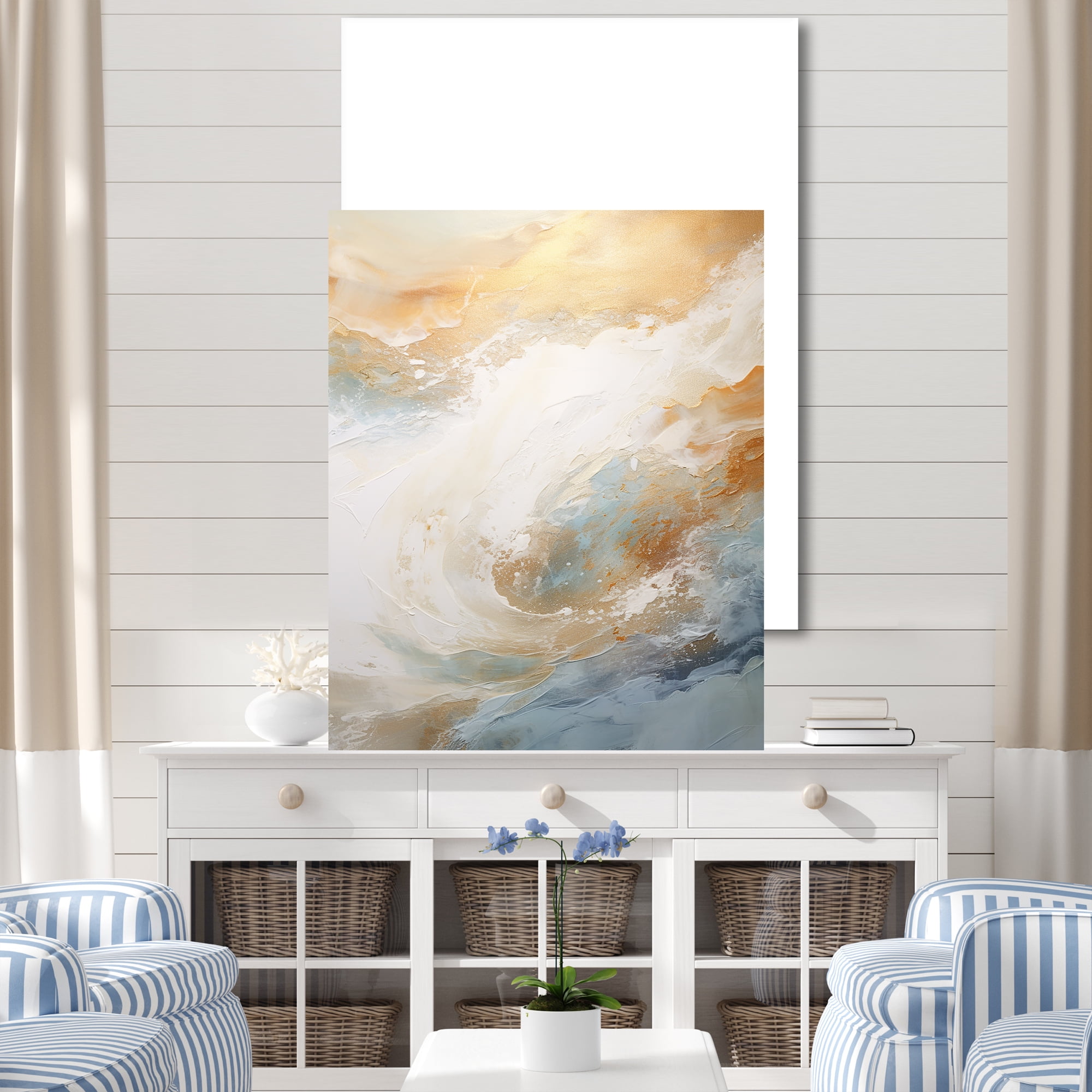 Designart "Amber And Azure Serene Shoreline III" Beach Canvas Prints ...