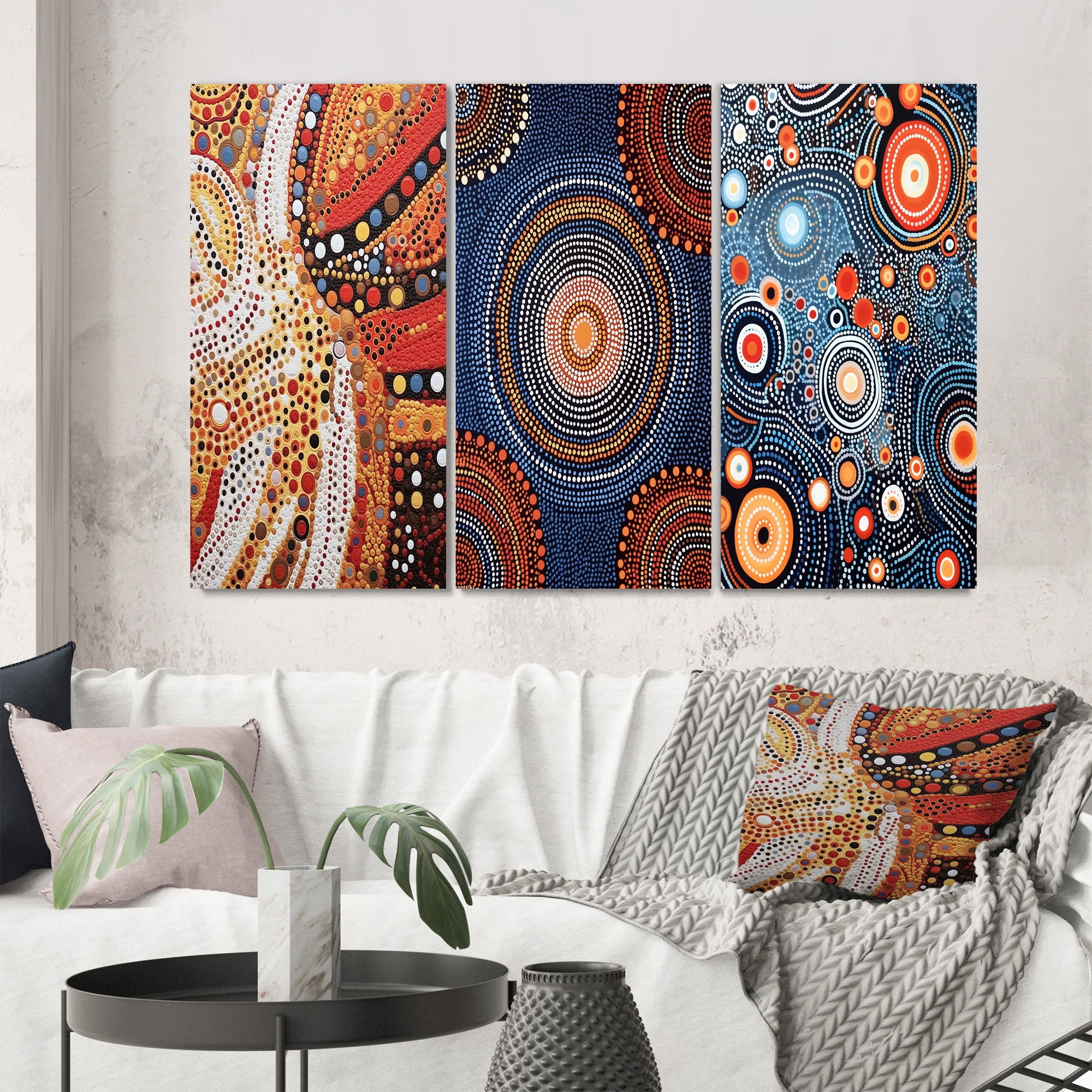 Designart "Amber Tinged Circular Dot Aboriginal Art IV" Transitional ...