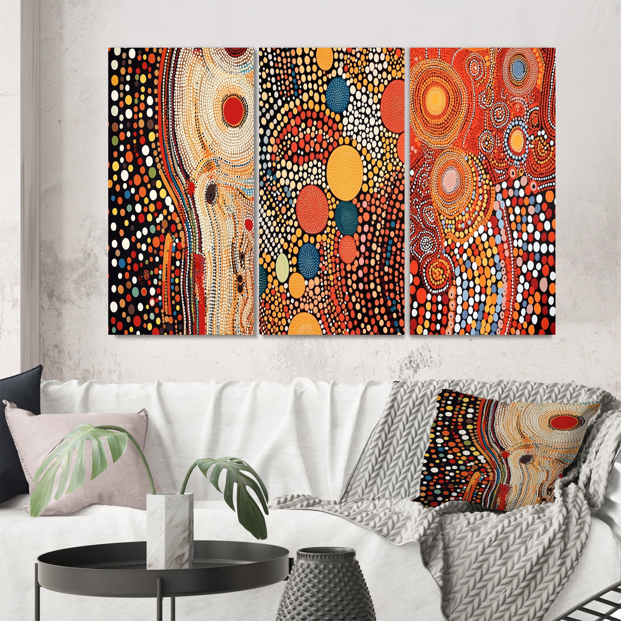 Designart "Amber Tinged Circular Dot Aboriginal Art V" Transitional ...