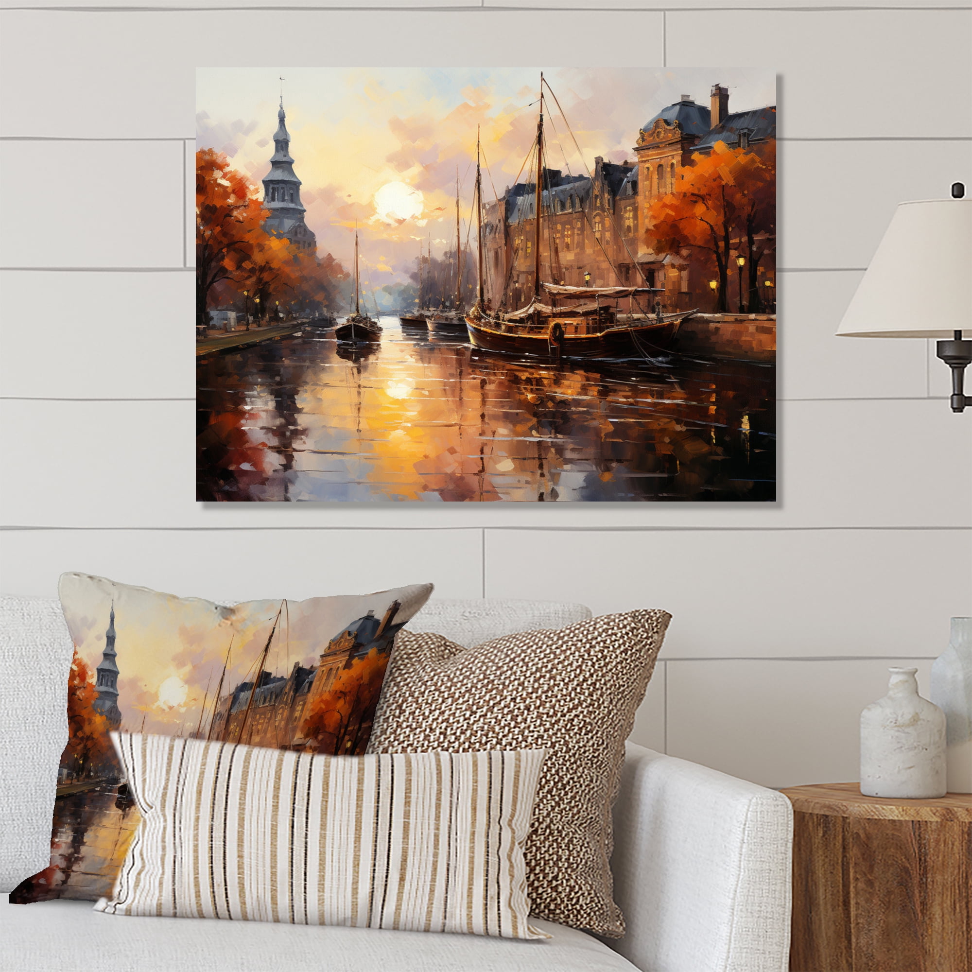Designart "Amber Waterway Radiant Heat " Canals Metal Wall Art ...