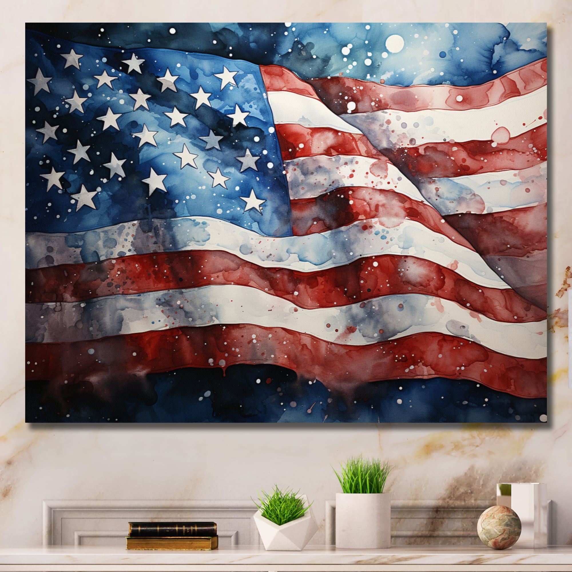 Designart "American Flag Display III" Flag USA Wall Decor - Walmart.com