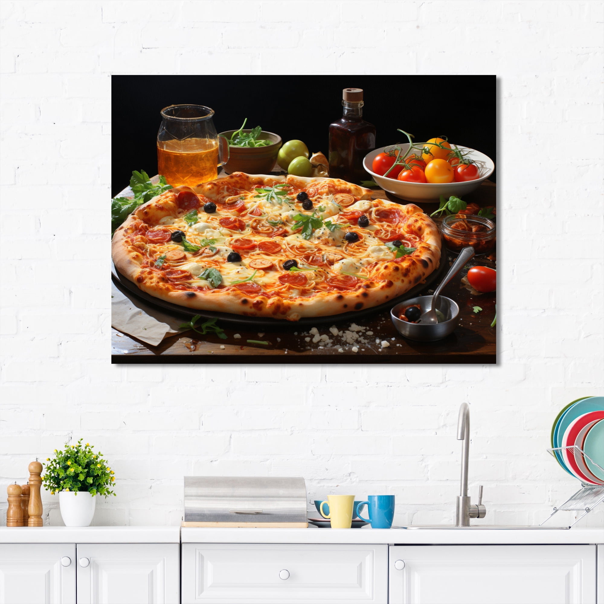 Designart "An All Dressed Vibrant Pizza I" Food & Beverage Wall Decor ...